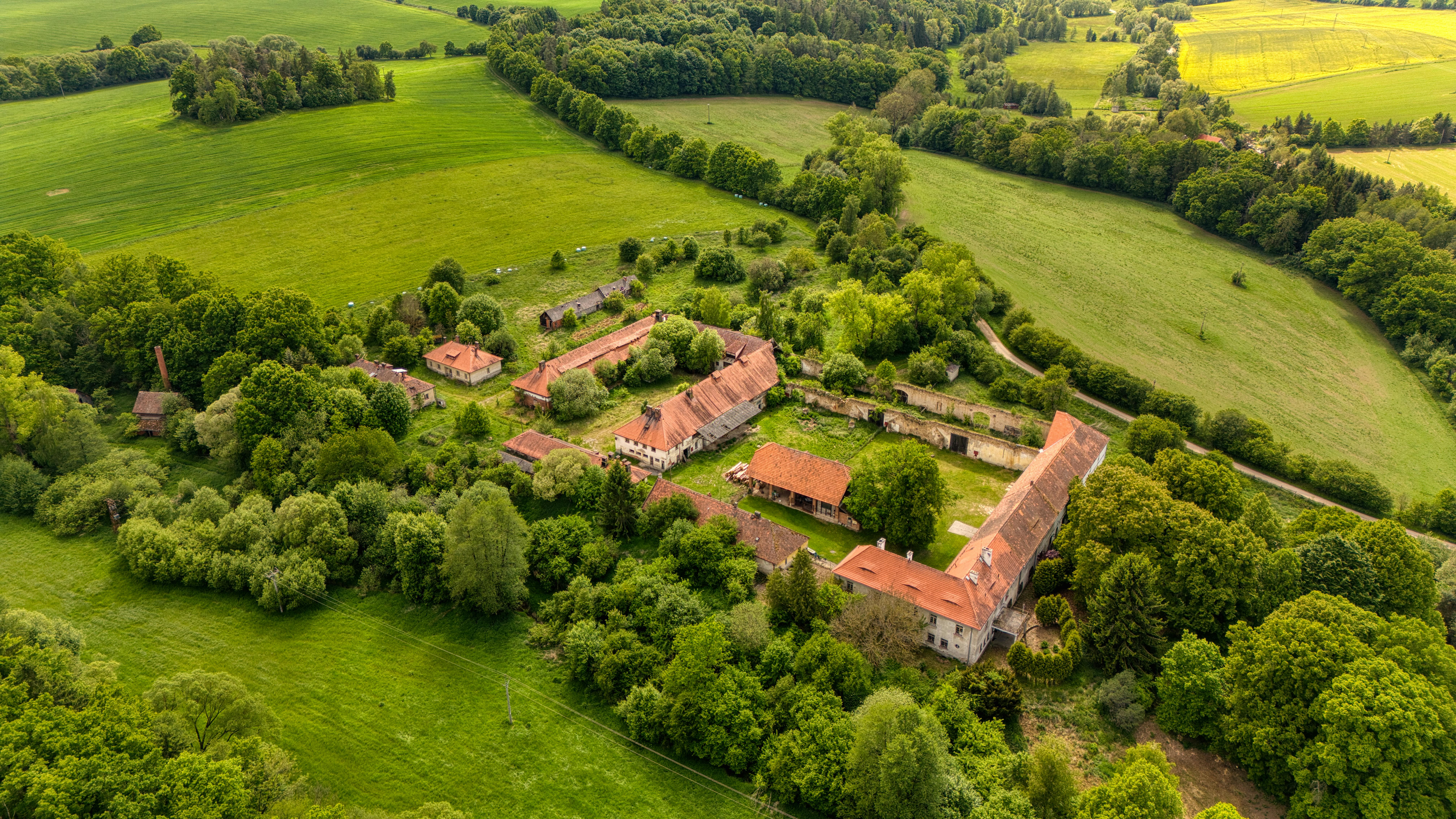 Aerial View of Rural Czech Countryside Village · Free Stock Photo