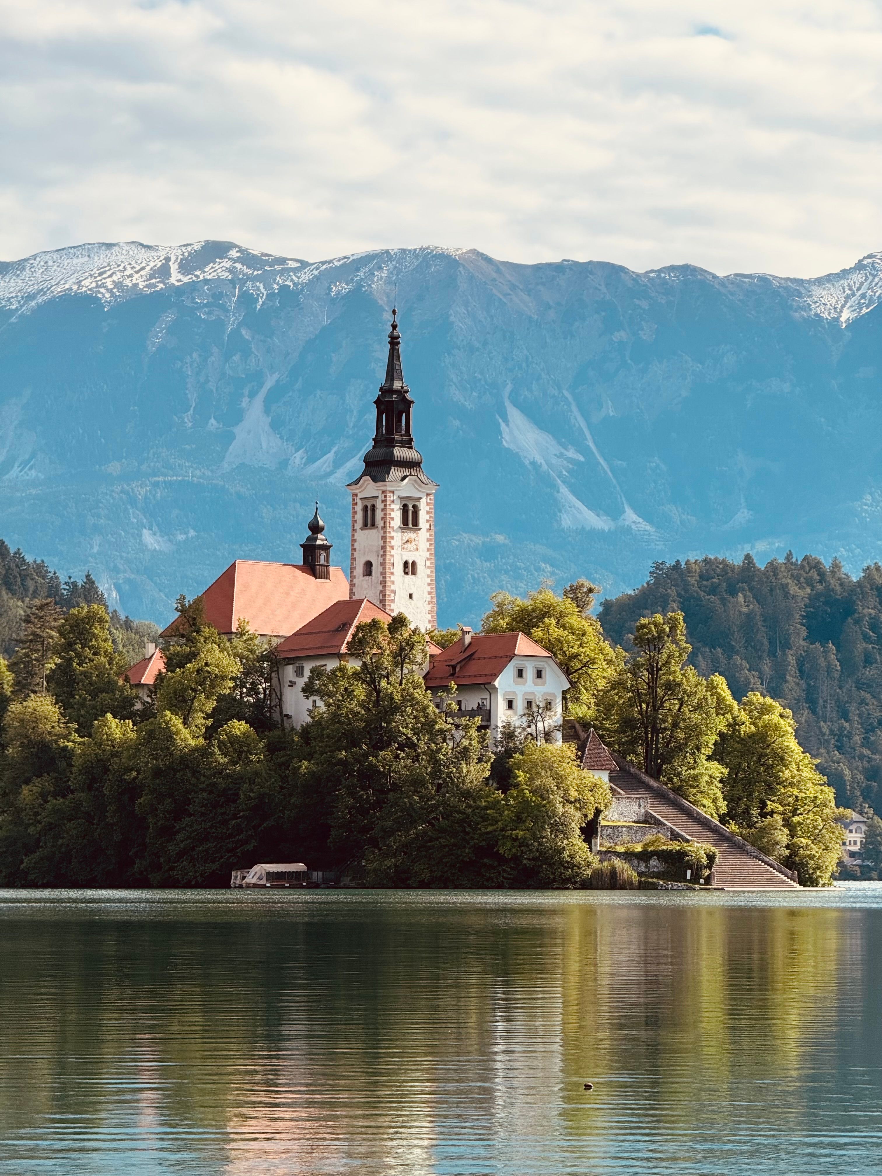Scenic View of Lake Bled with Church · Free Stock Photo