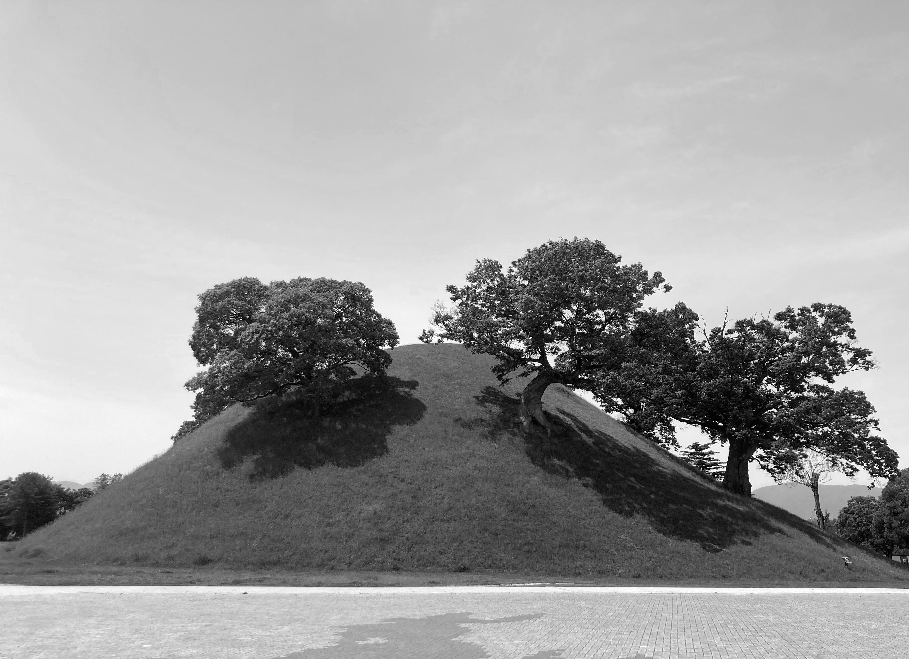 Paisaje En Blanco Y Negro De Un Túmulo Funerario Coreano · Foto de ...