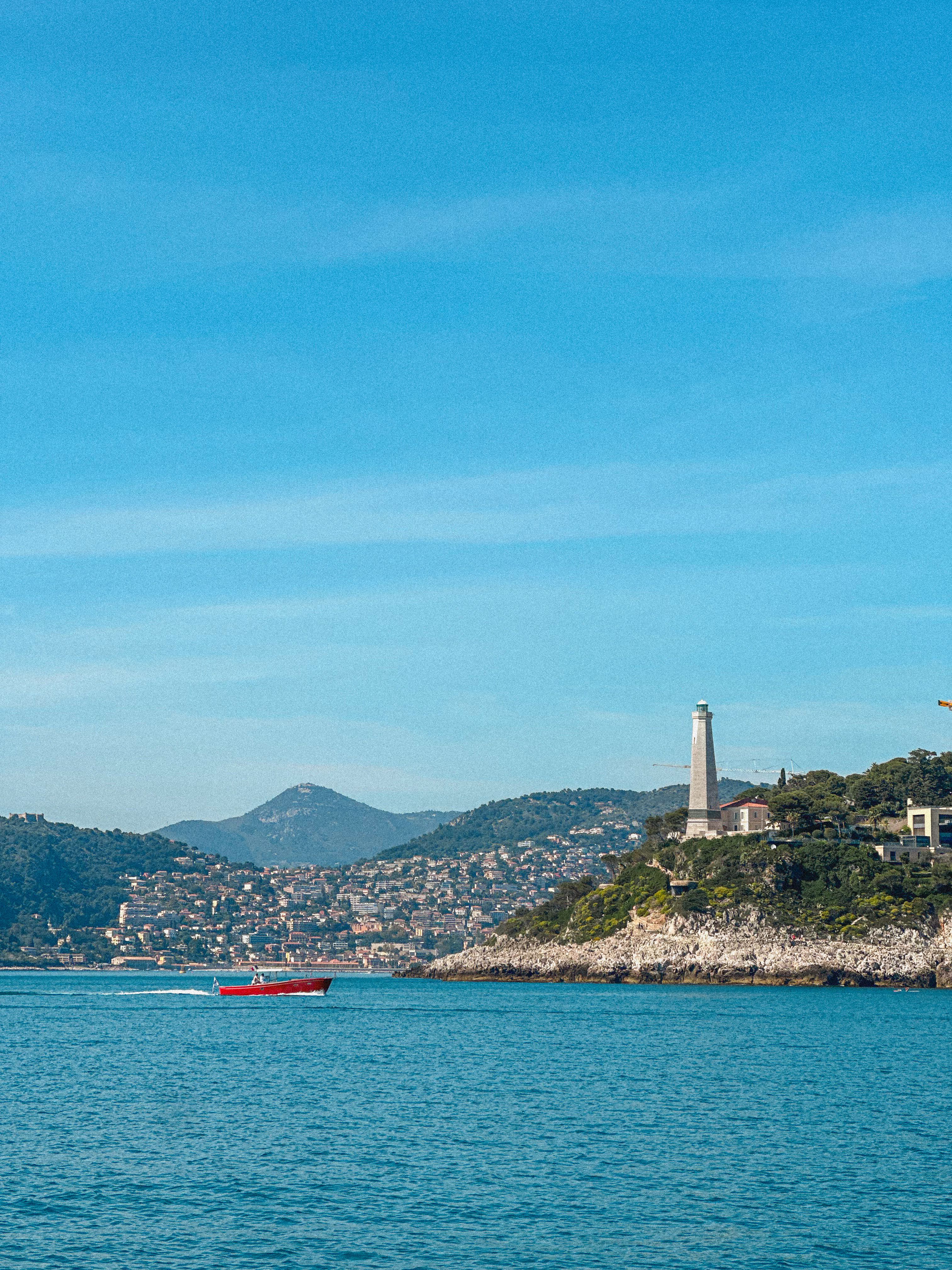 Scenic View of French Riviera Lighthouse and Sea · Free Stock Photo