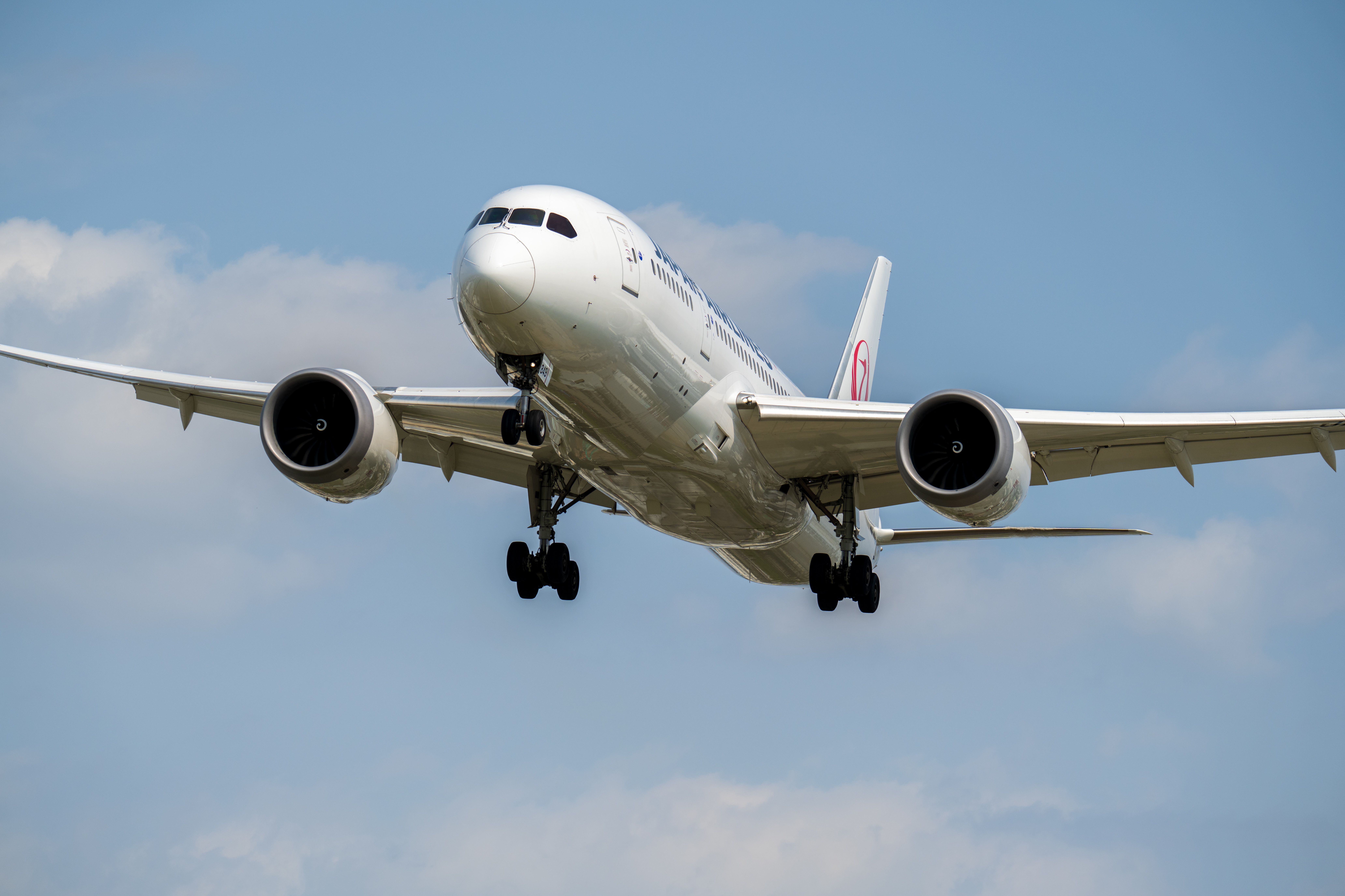 Commercial Airplane in Flight Against Blue Sky · Free Stock Photo