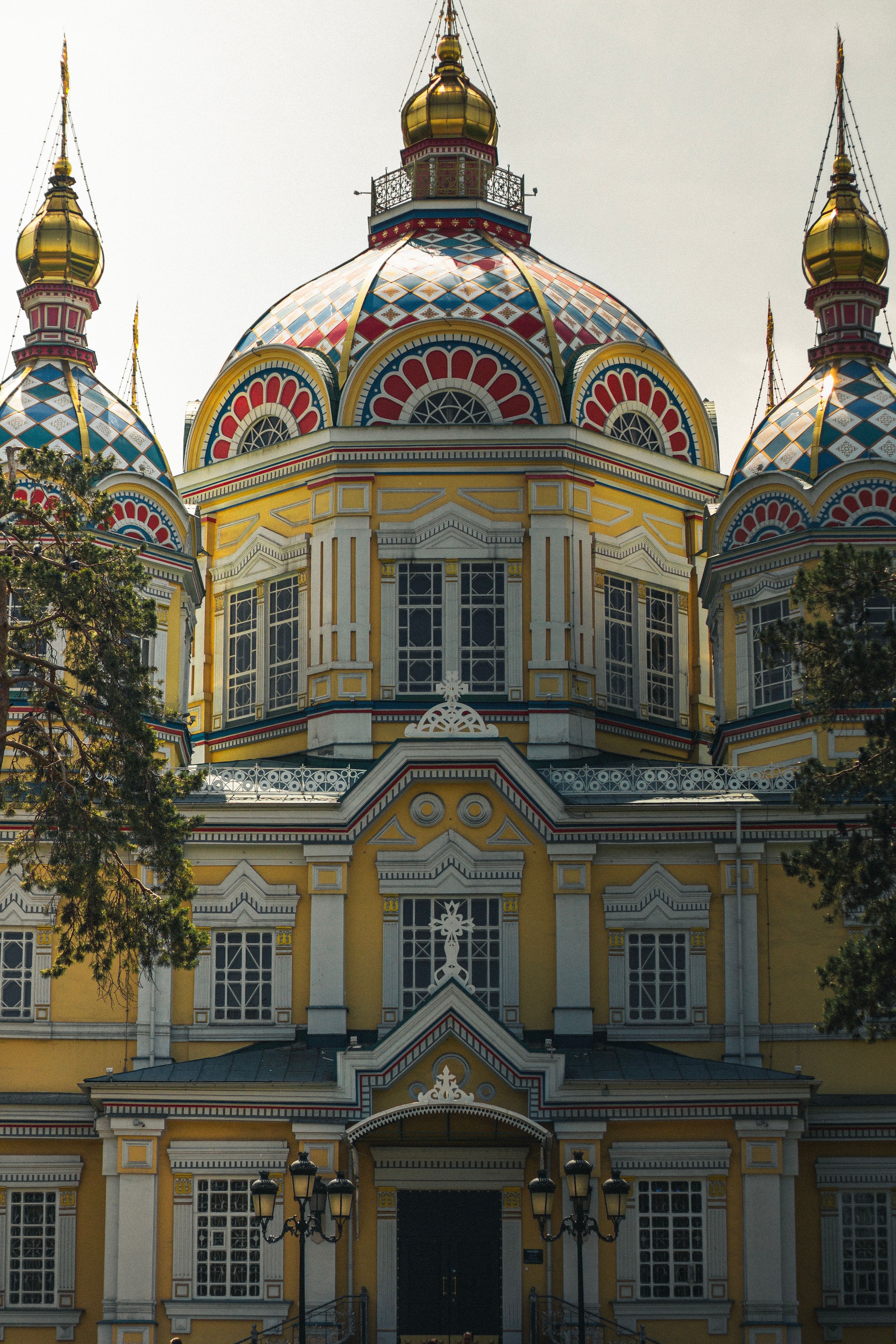 Colorful Orthodox Church Facade in Sunlight · Free Stock Photo