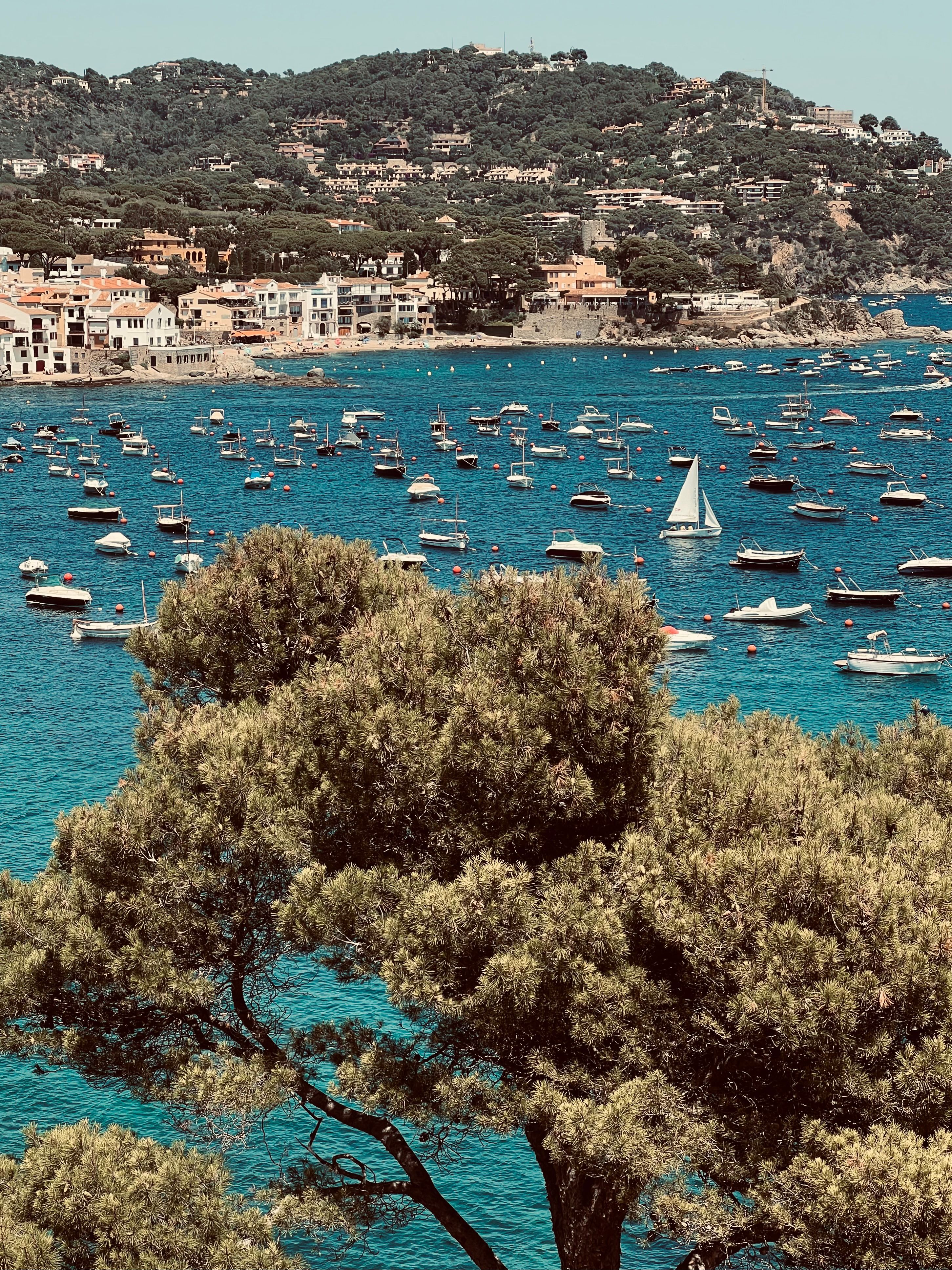Scenic Mediterranean Coastal View with Boats · Free Stock Photo