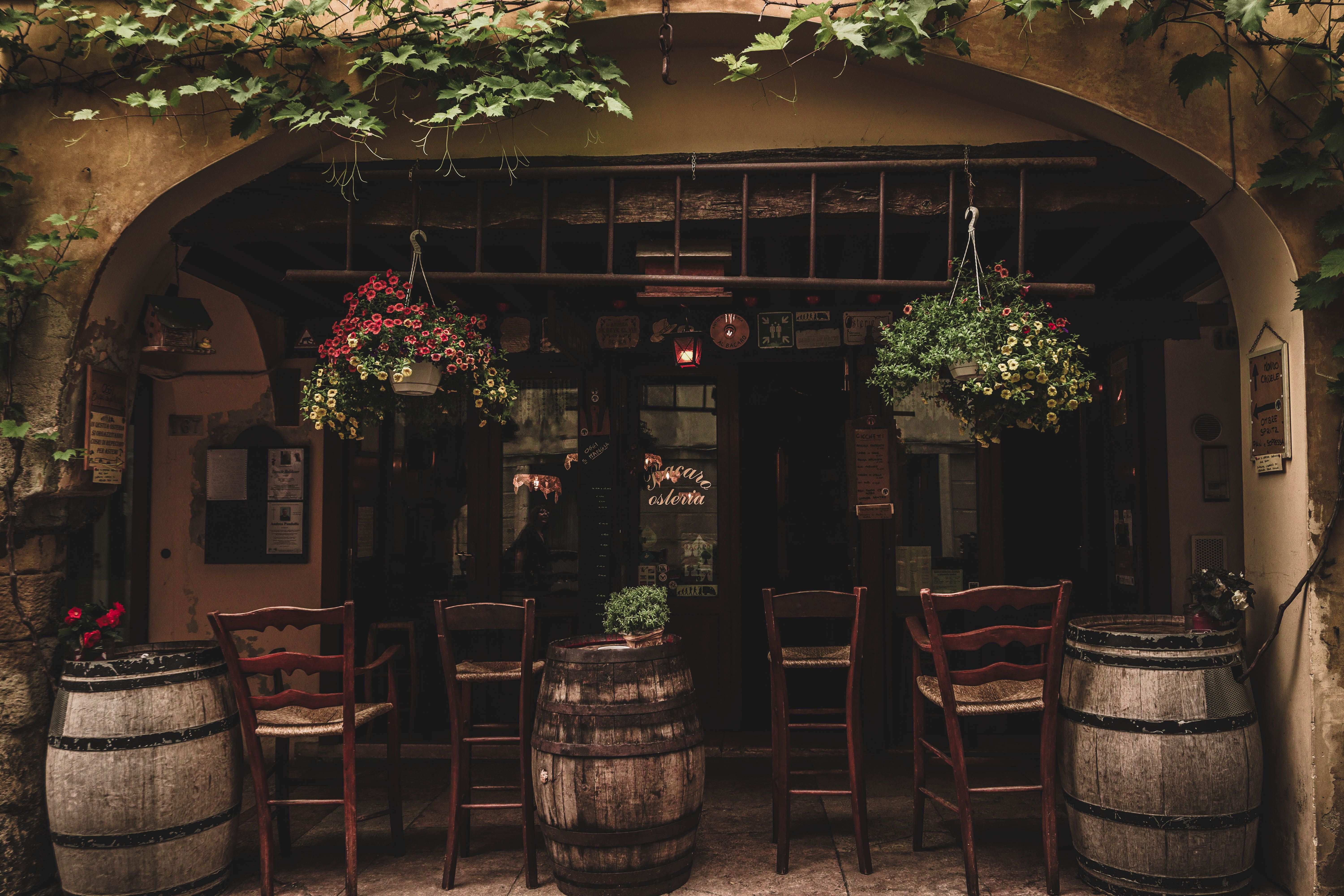Vintage Italian Cafe with Rustic Charm · Free Stock Photo