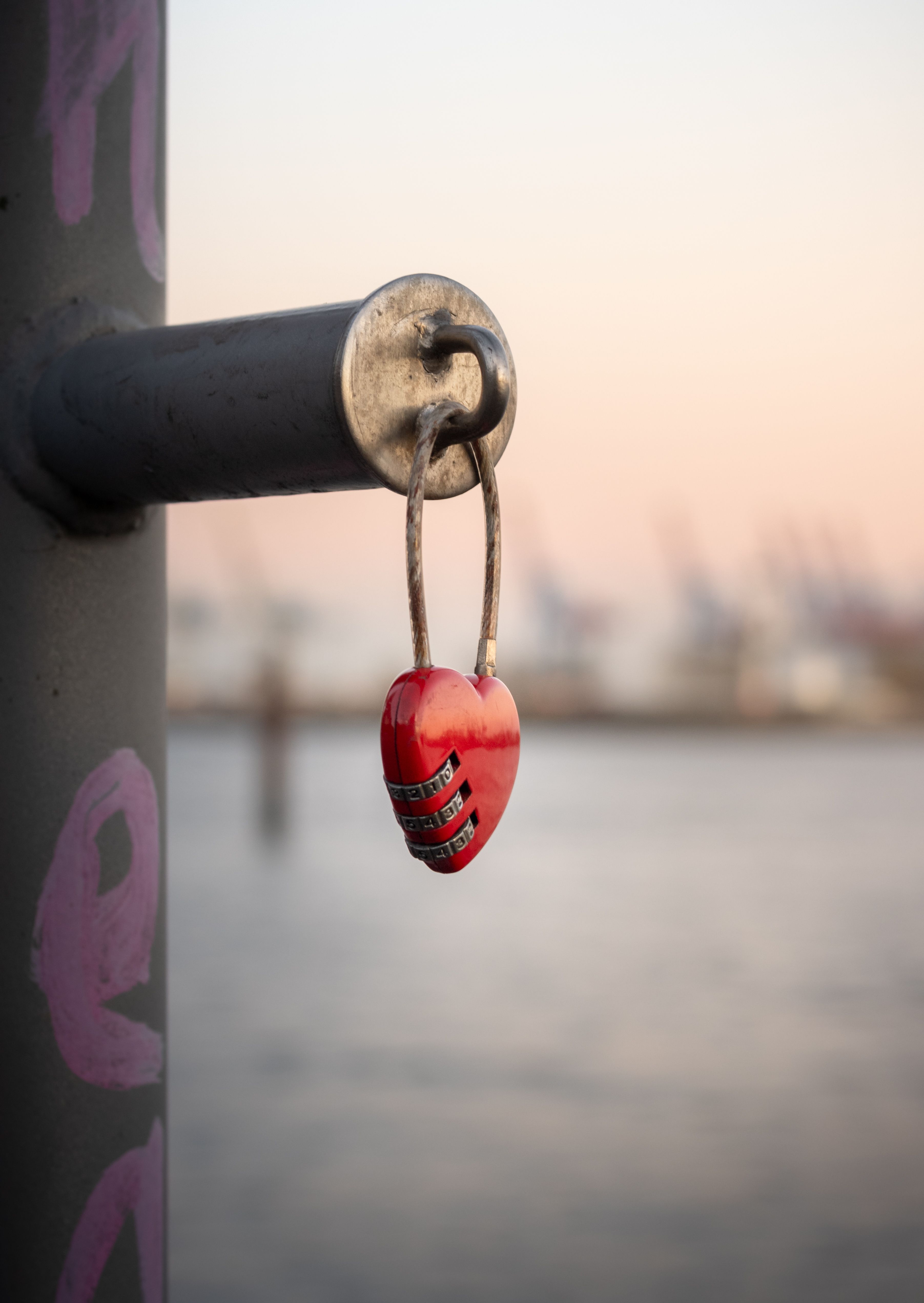 Romantic Heart Lock on Bridge in Hamburg Harbor · Free Stock Photo