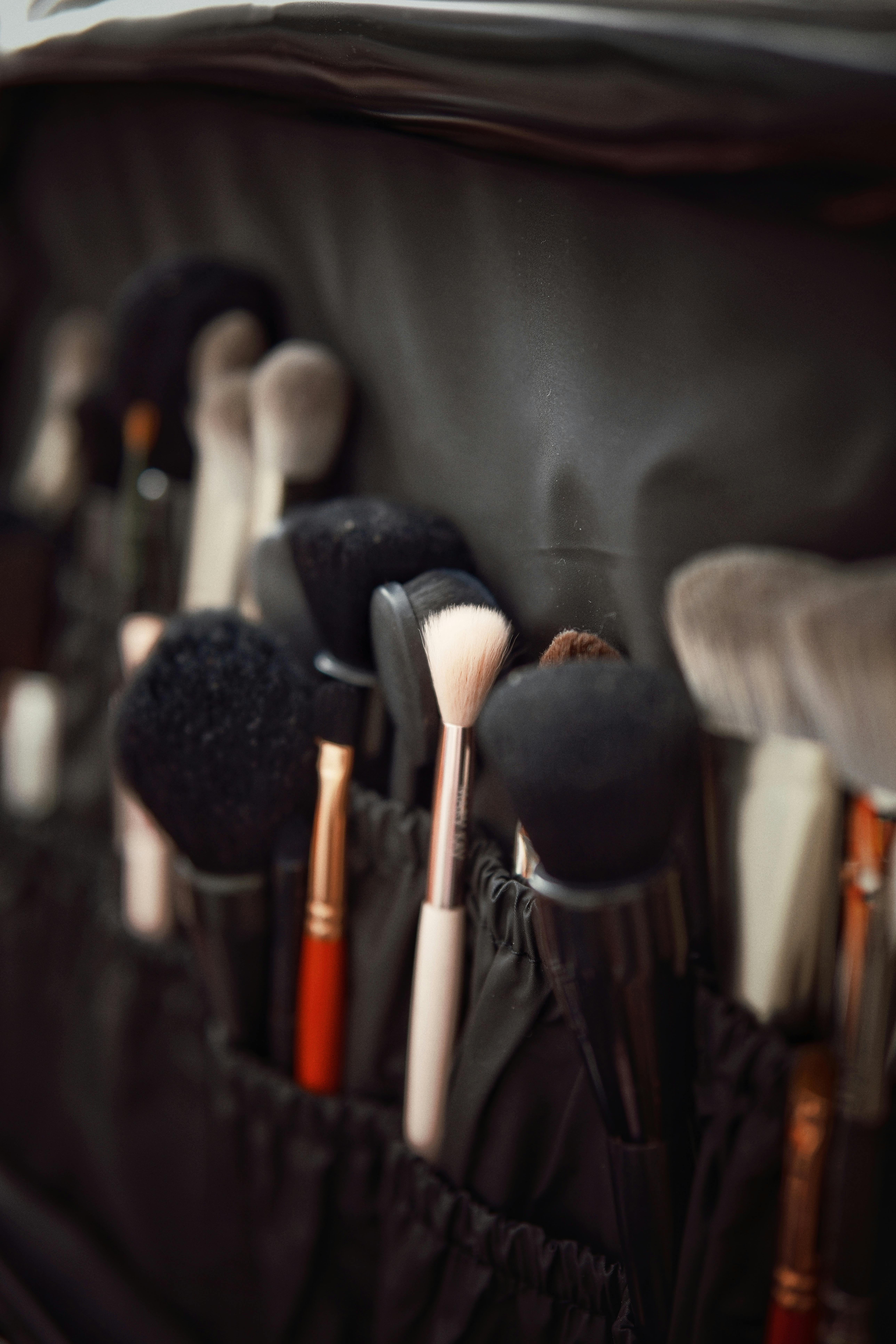 Close-up of Makeup Brushes in Holder · Free Stock Photo