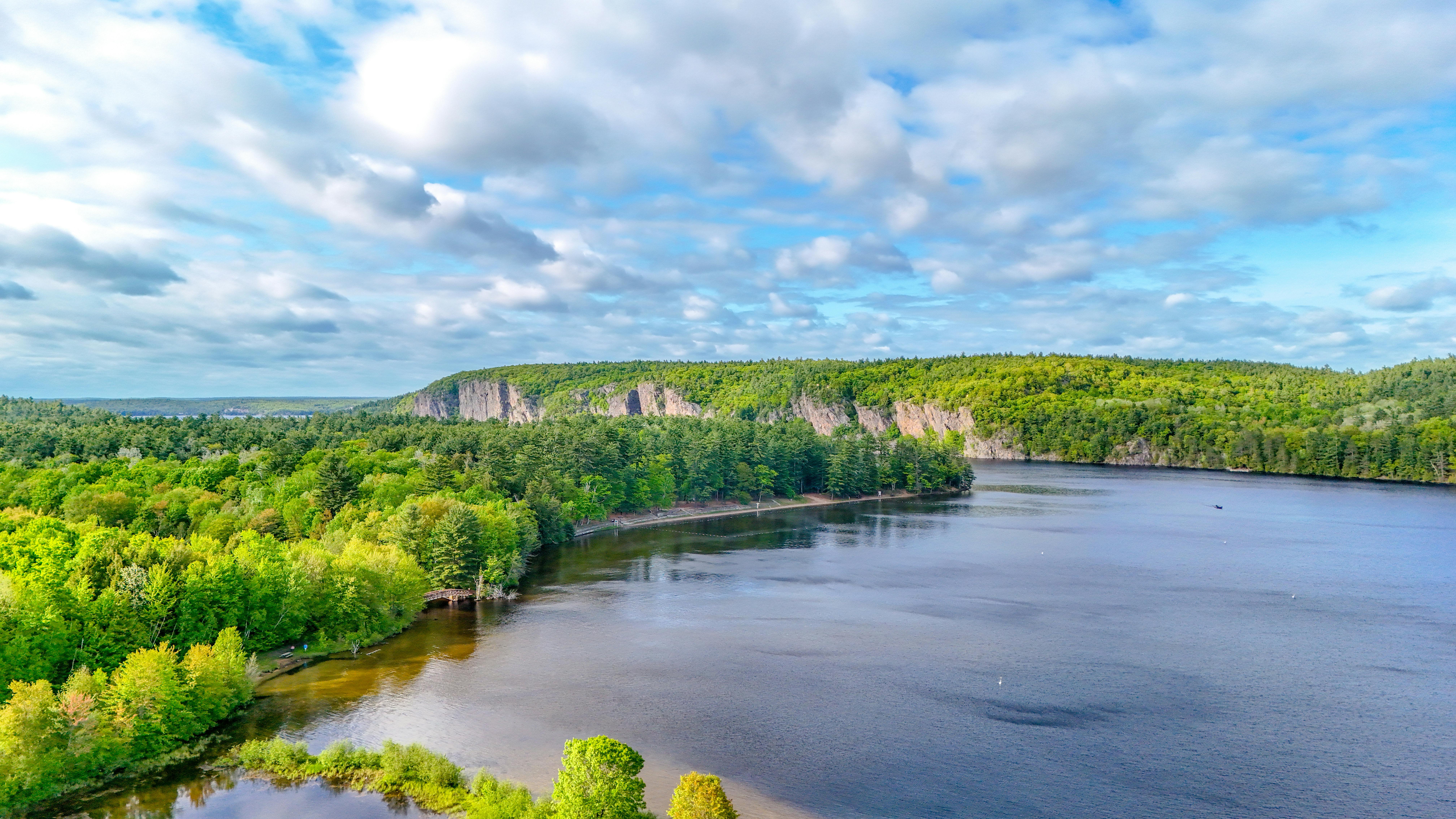 Scenic Aerial View of Verdant Lake and Forest · Free Stock Photo