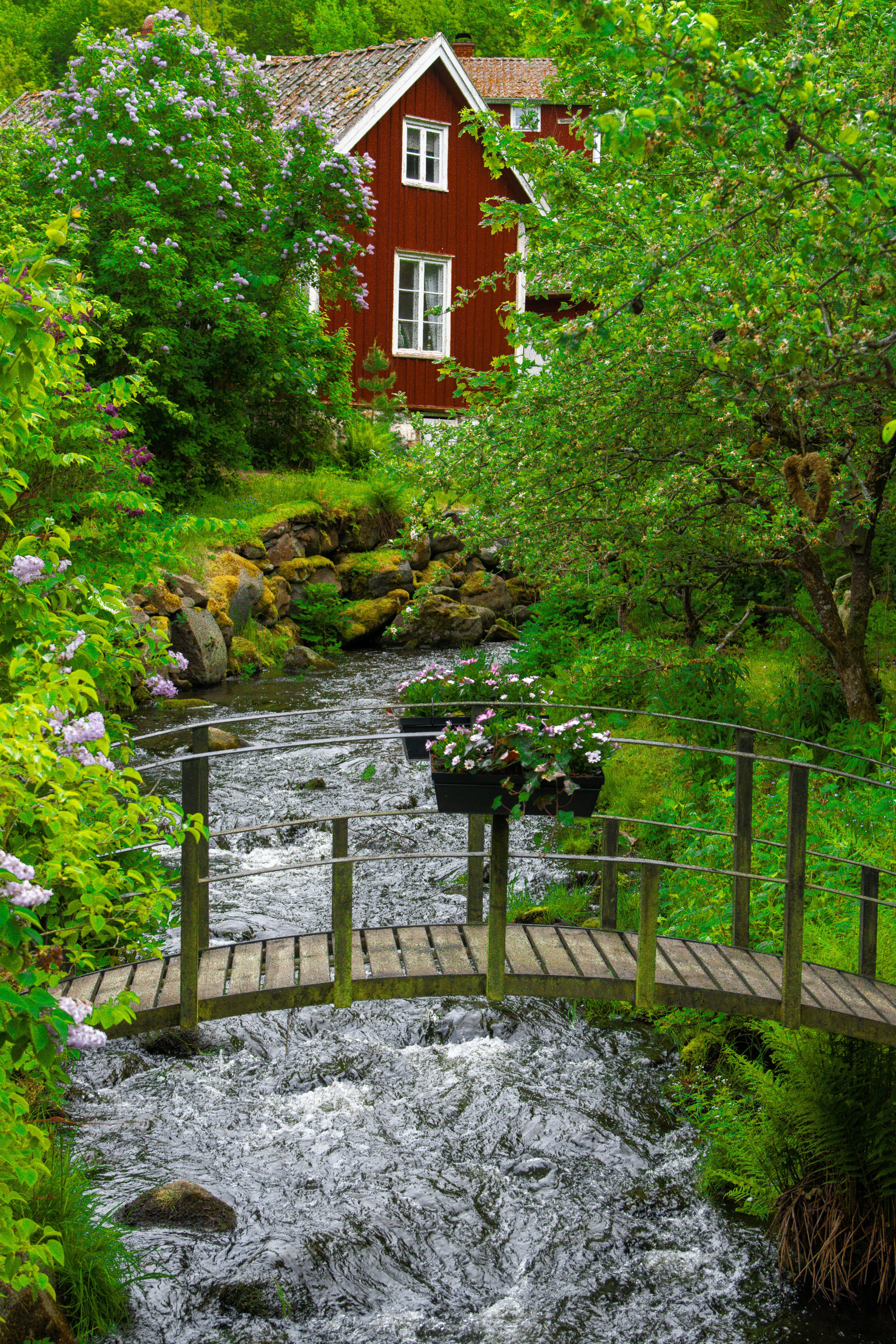 Charming Swedish Red House by a Stream · Free Stock Photo
