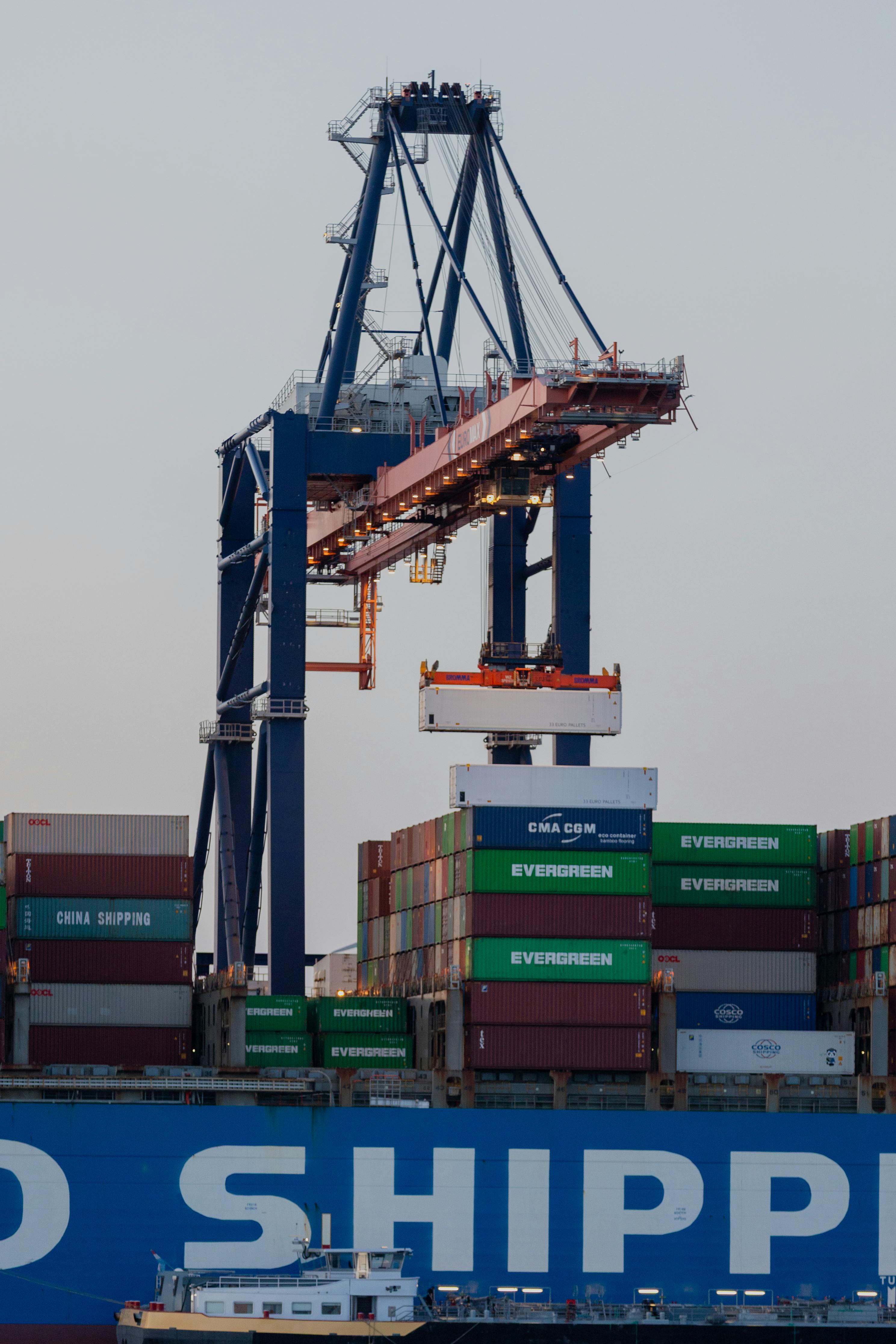 Port of Rotterdam Cargo Container Terminal at Twilight · Free Stock Photo
