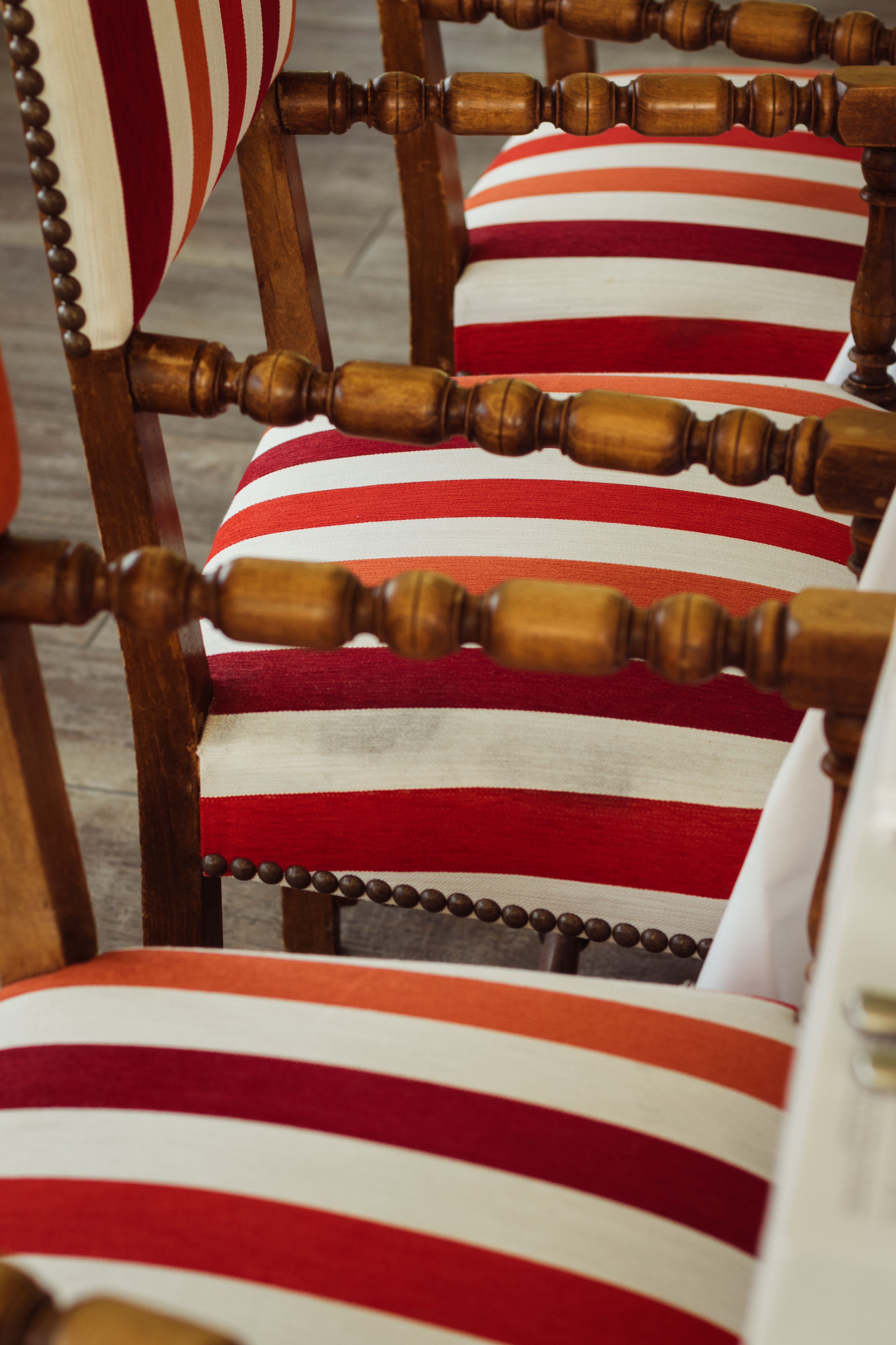 Elegant Red and White Striped Chairs in French Restaurant · Free Stock ...