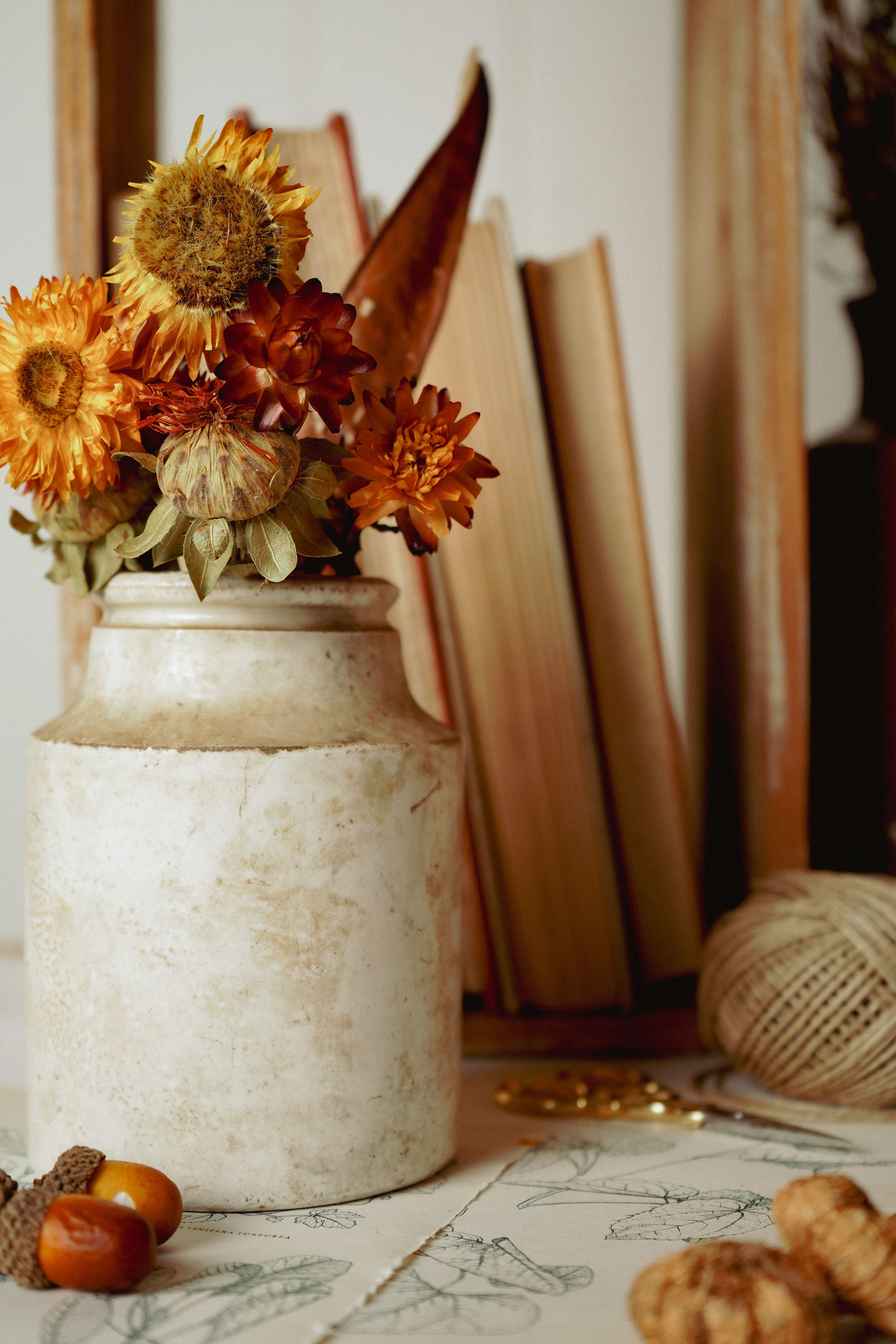 Cozy Autumn Still Life with Vintage Books · Free Stock Photo