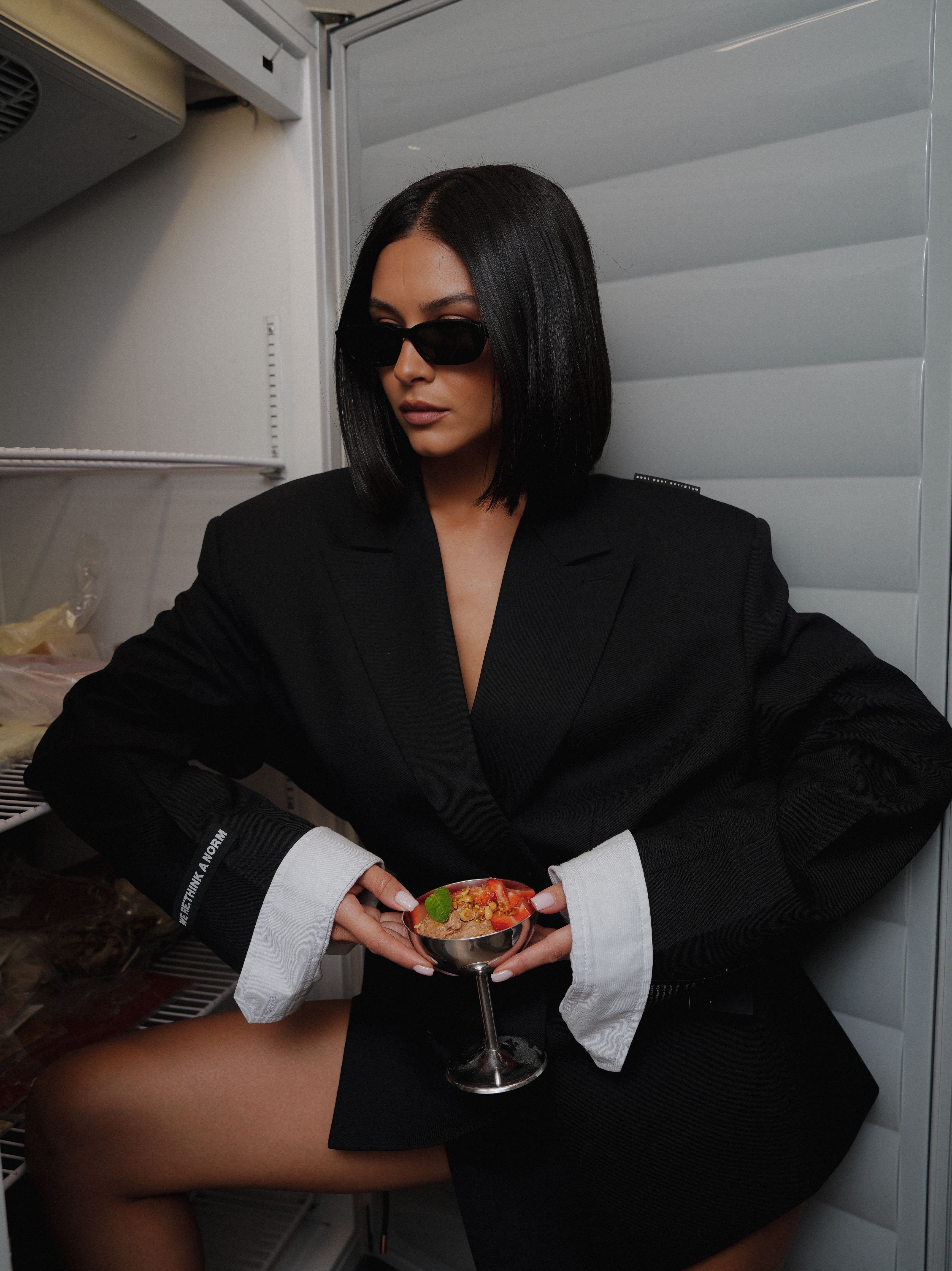 Stylish Woman Posing with Cocktail in Refrigerator · Free Stock Photo