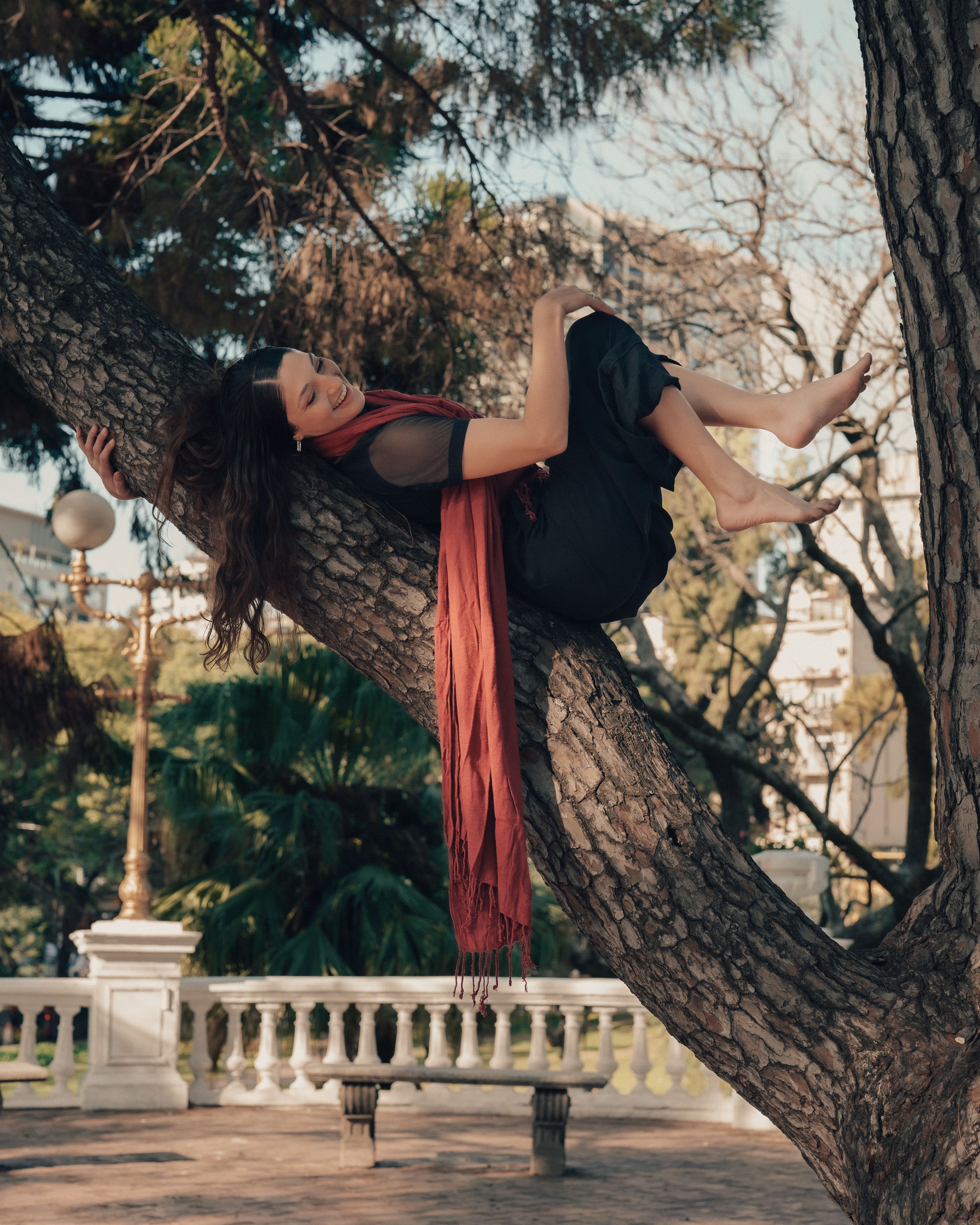 Woman Dancing Barefoot Among Trees · Free Stock Photo
