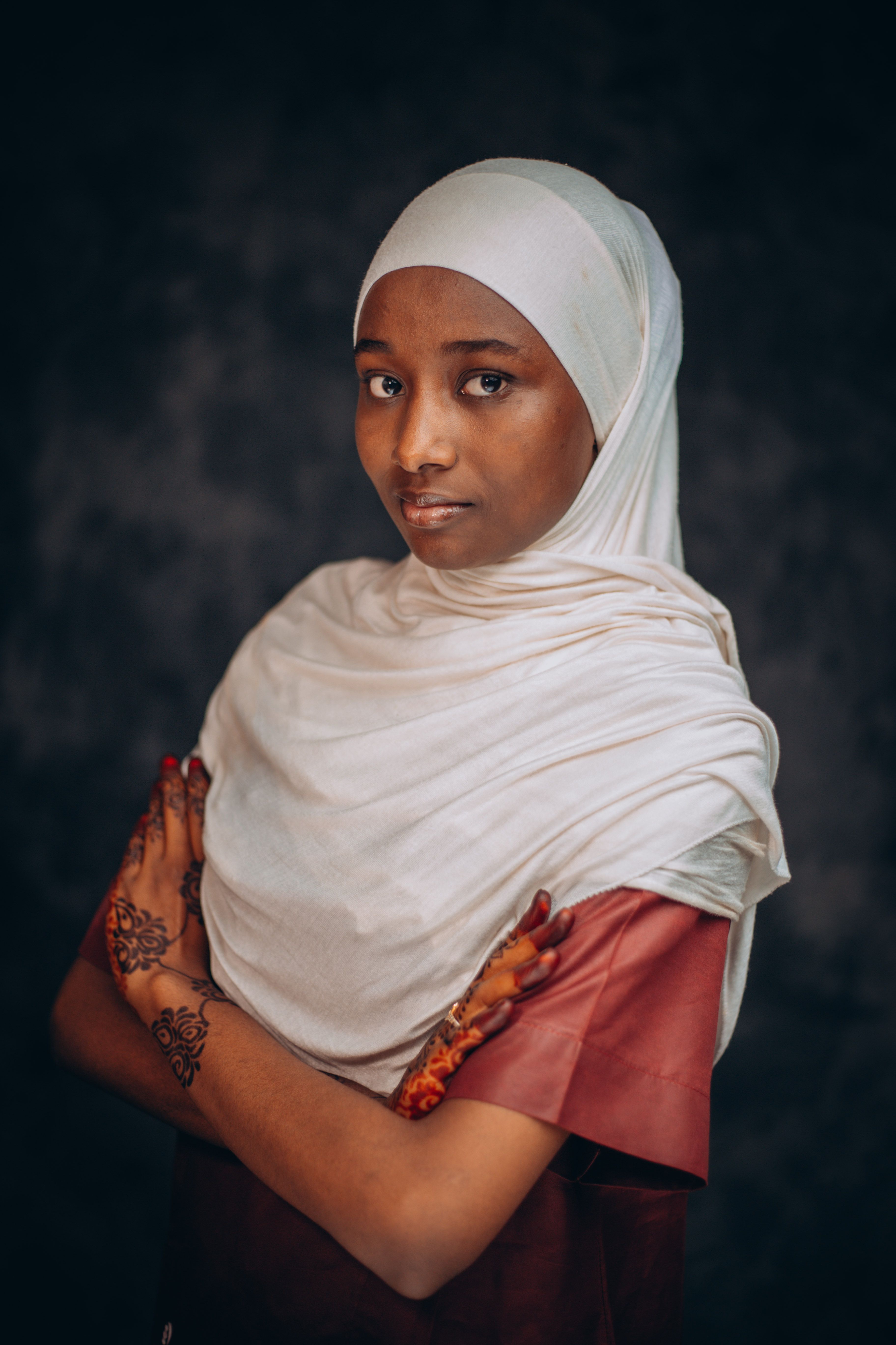 Portrait of Woman in Traditional Hijab with Henna Art · Free Stock Photo