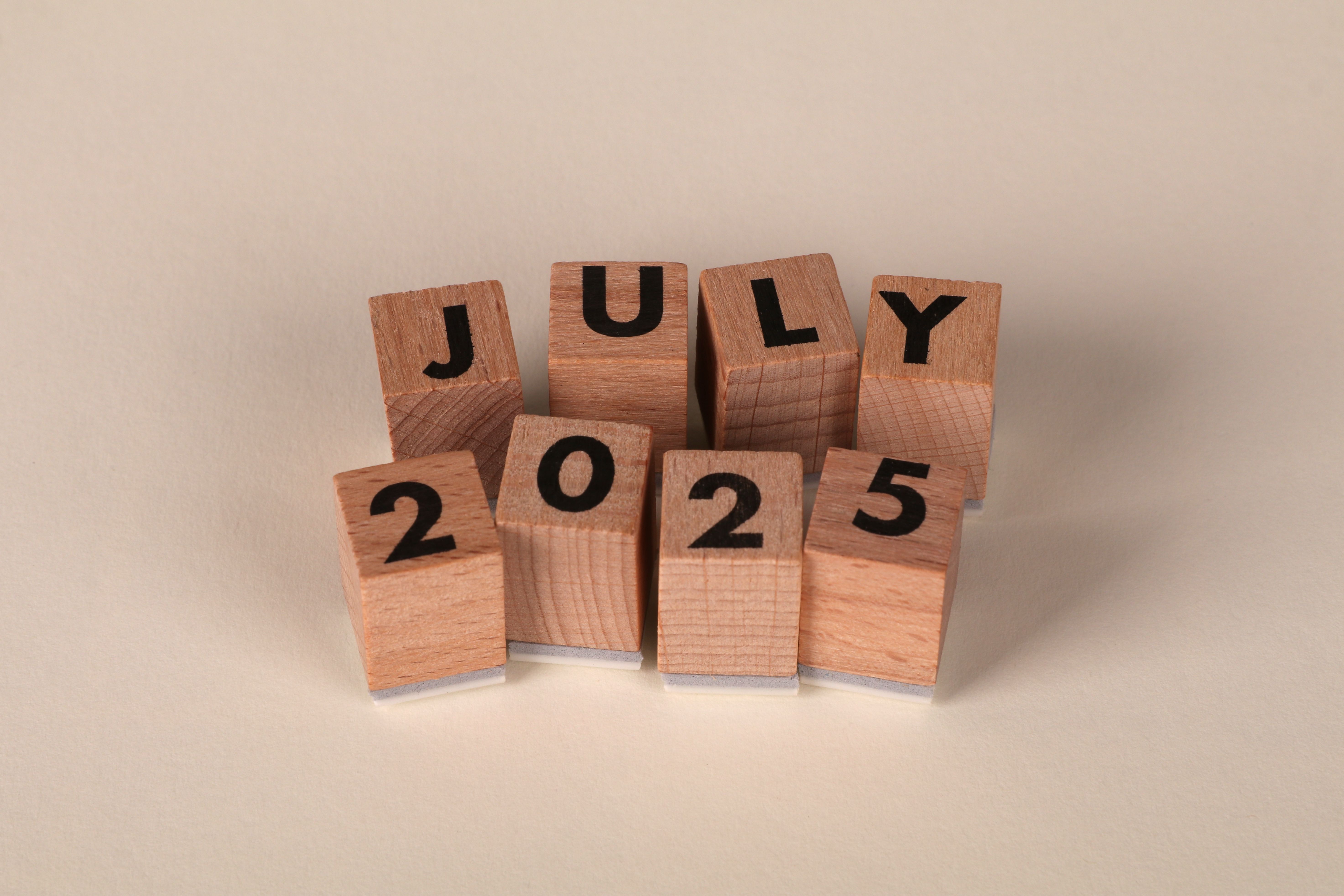 Wooden Blocks Displaying July 2025 Date · Free Stock Photo