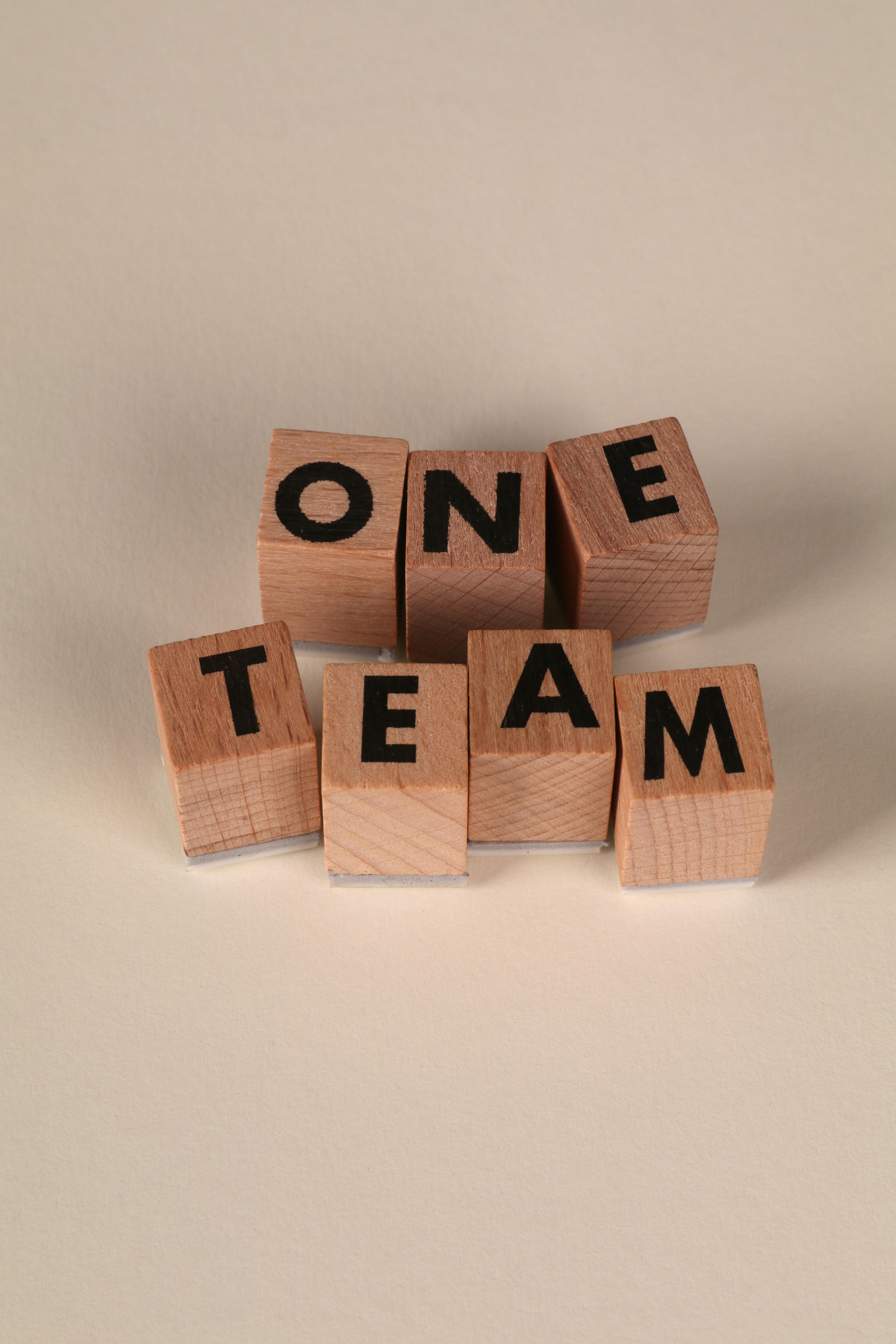 Wooden Blocks Forming 'One Team' Concept · Free Stock Photo