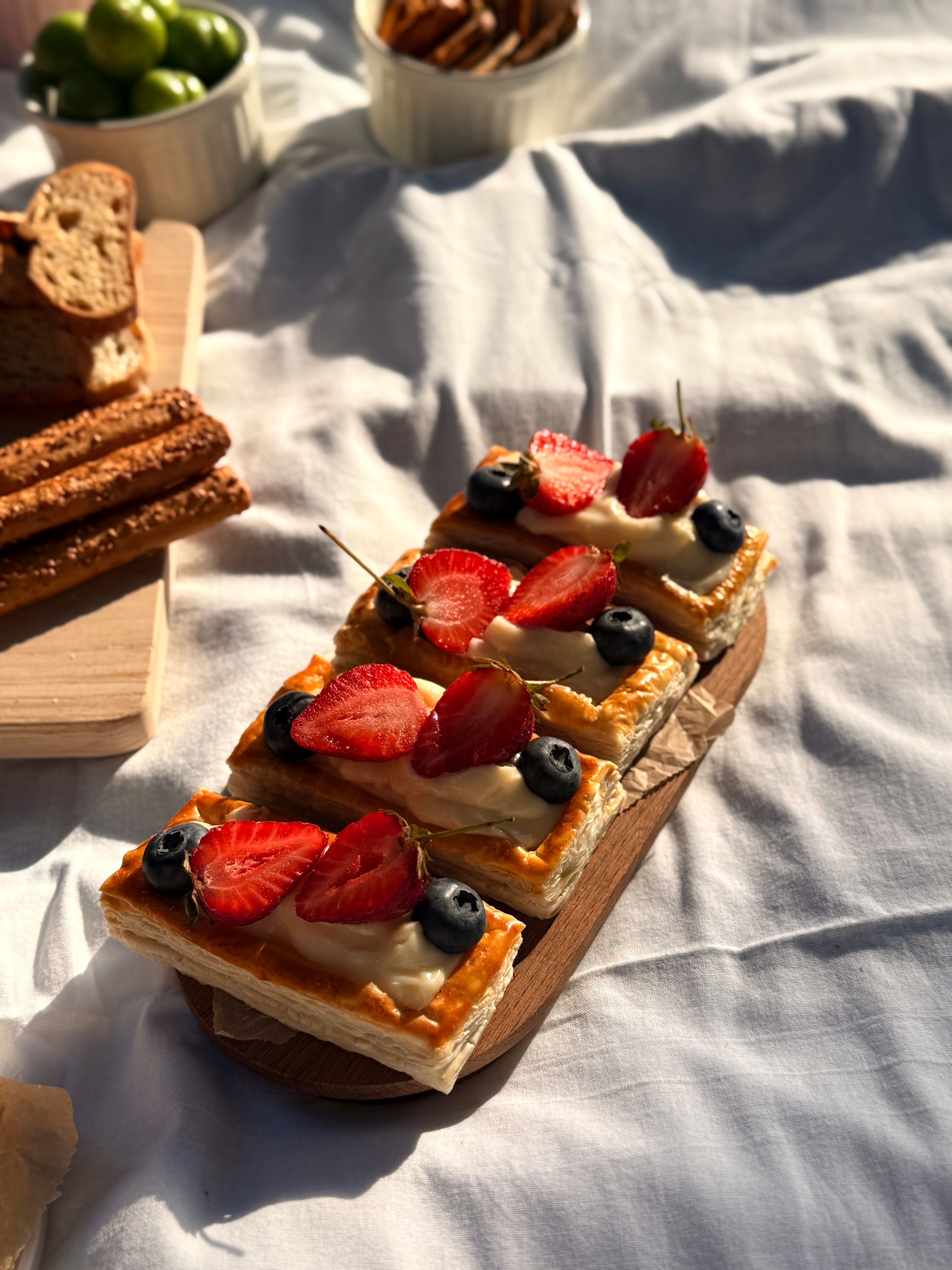 Delicious Fruit Pastry Dessert at Picnic · Free Stock Photo