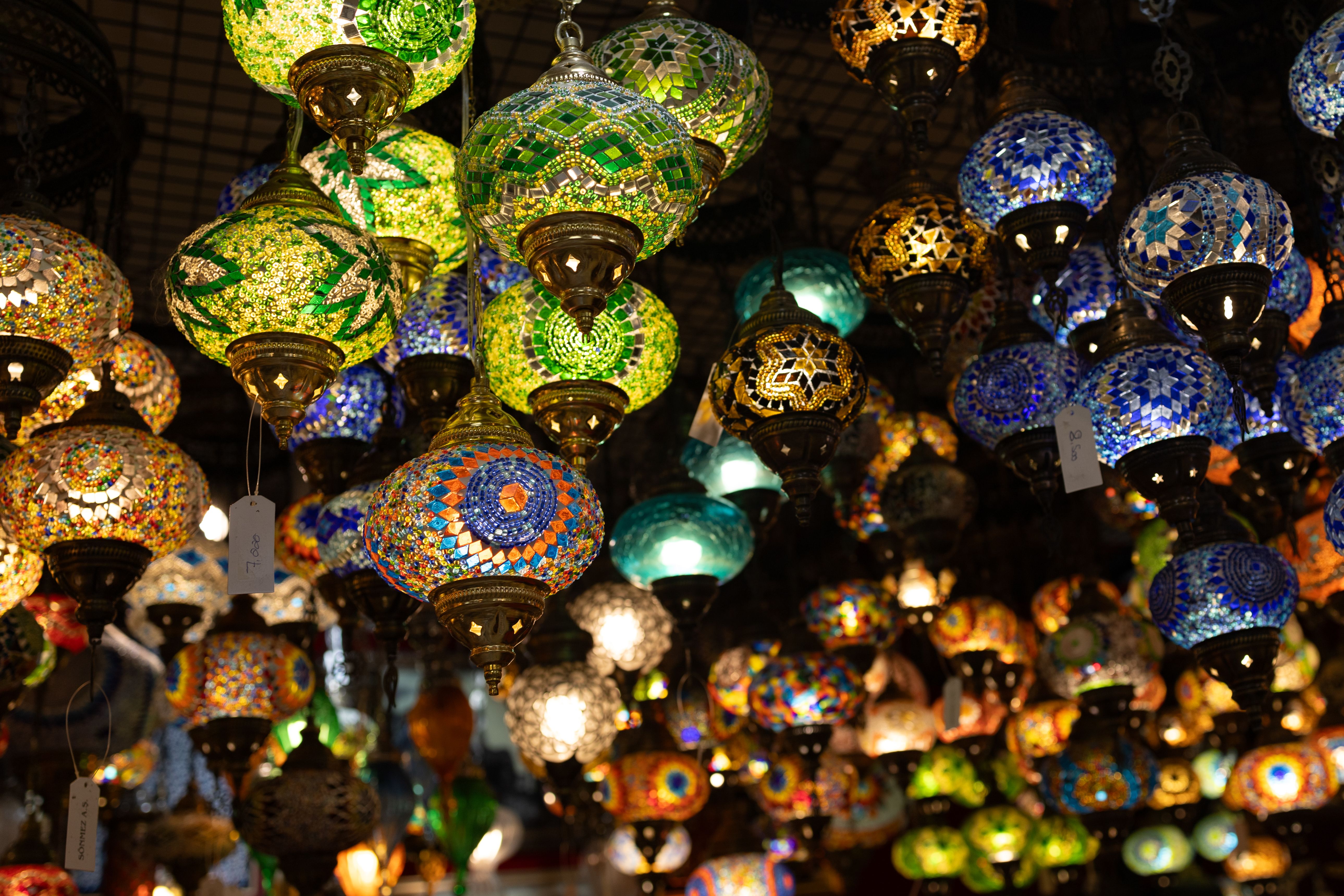 Colorful Turkish Mosaic Lamps in Istanbul Bazaar · Free Stock Photo