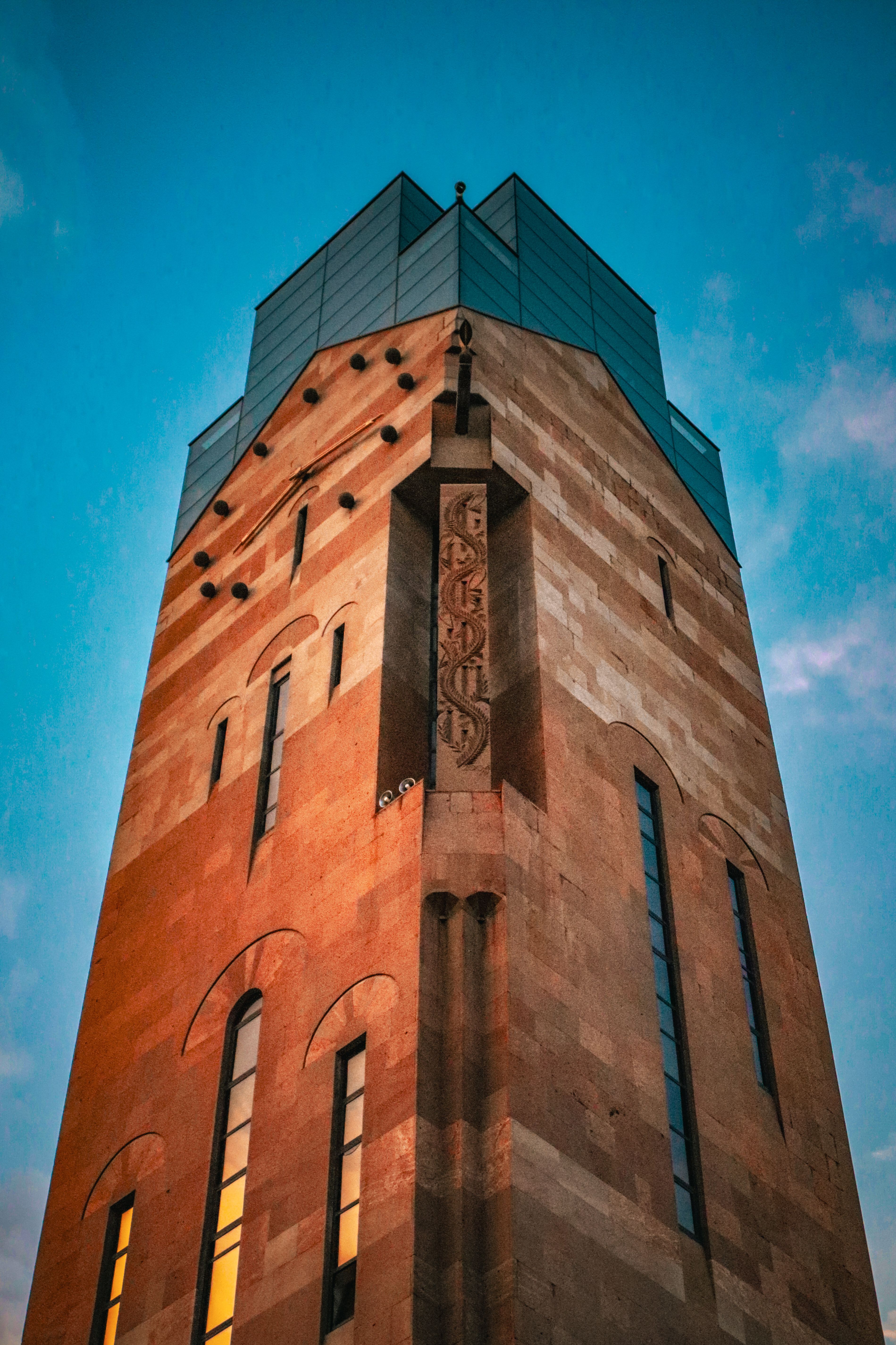 Architectural Tower in Yerevan at Dusk · Free Stock Photo