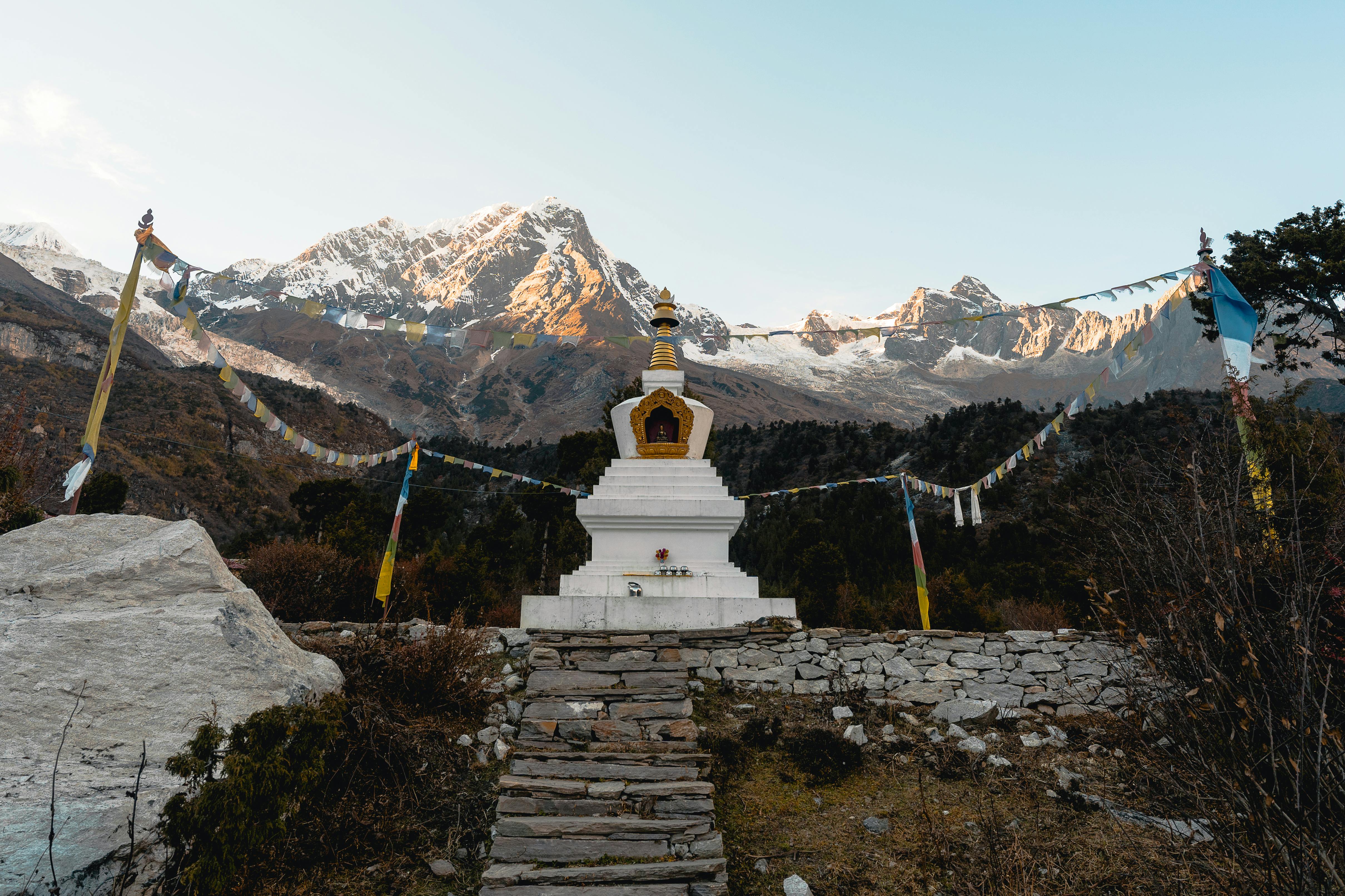 Buddhist Stupa in Himalayan Mountain Landscape · Free Stock Photo
