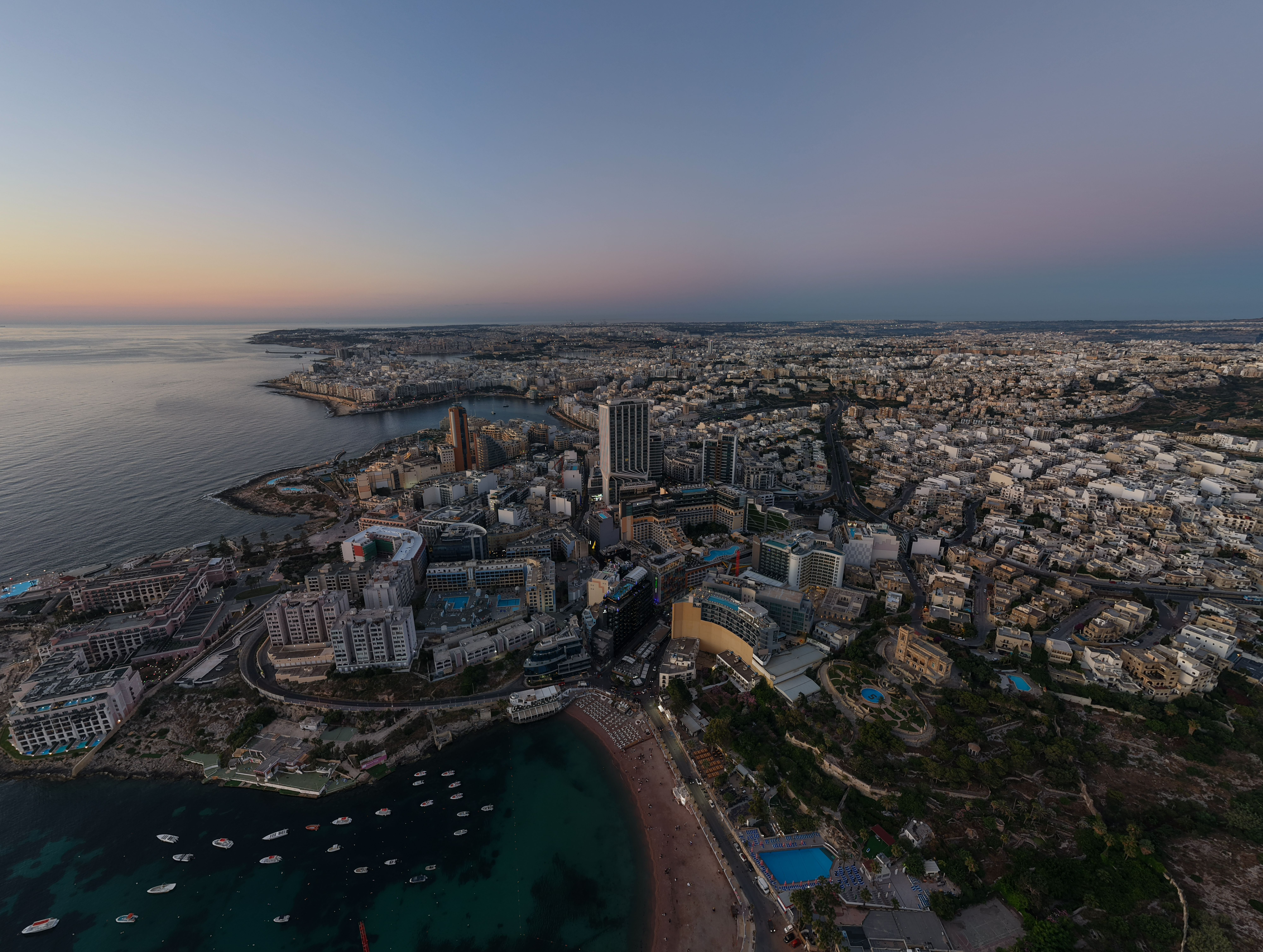 Aerial View of St. Julian’s, Malta at Dusk · Free Stock Photo