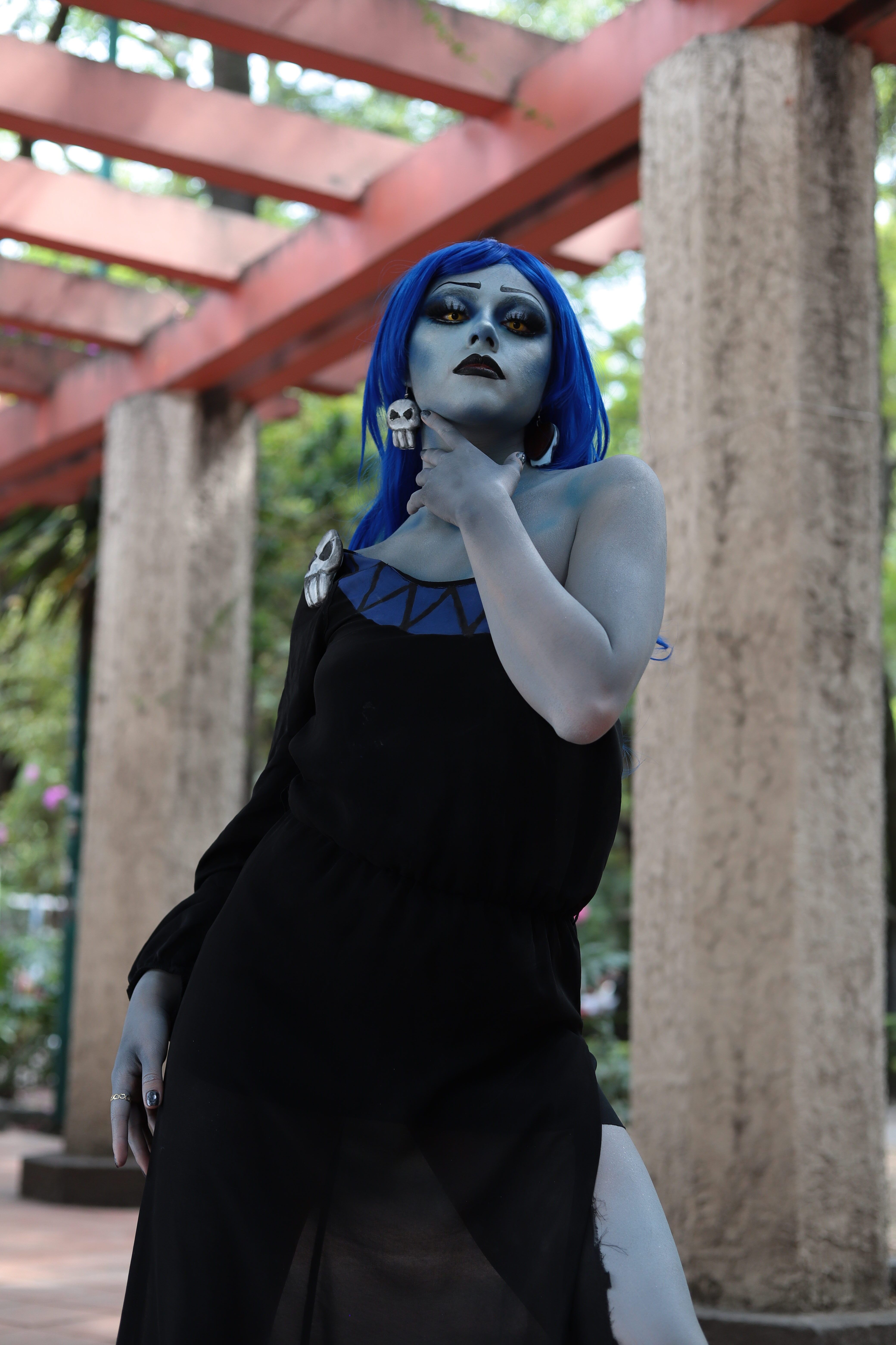 Blue-Haired Cosplay in Outdoor Setting · Free Stock Photo