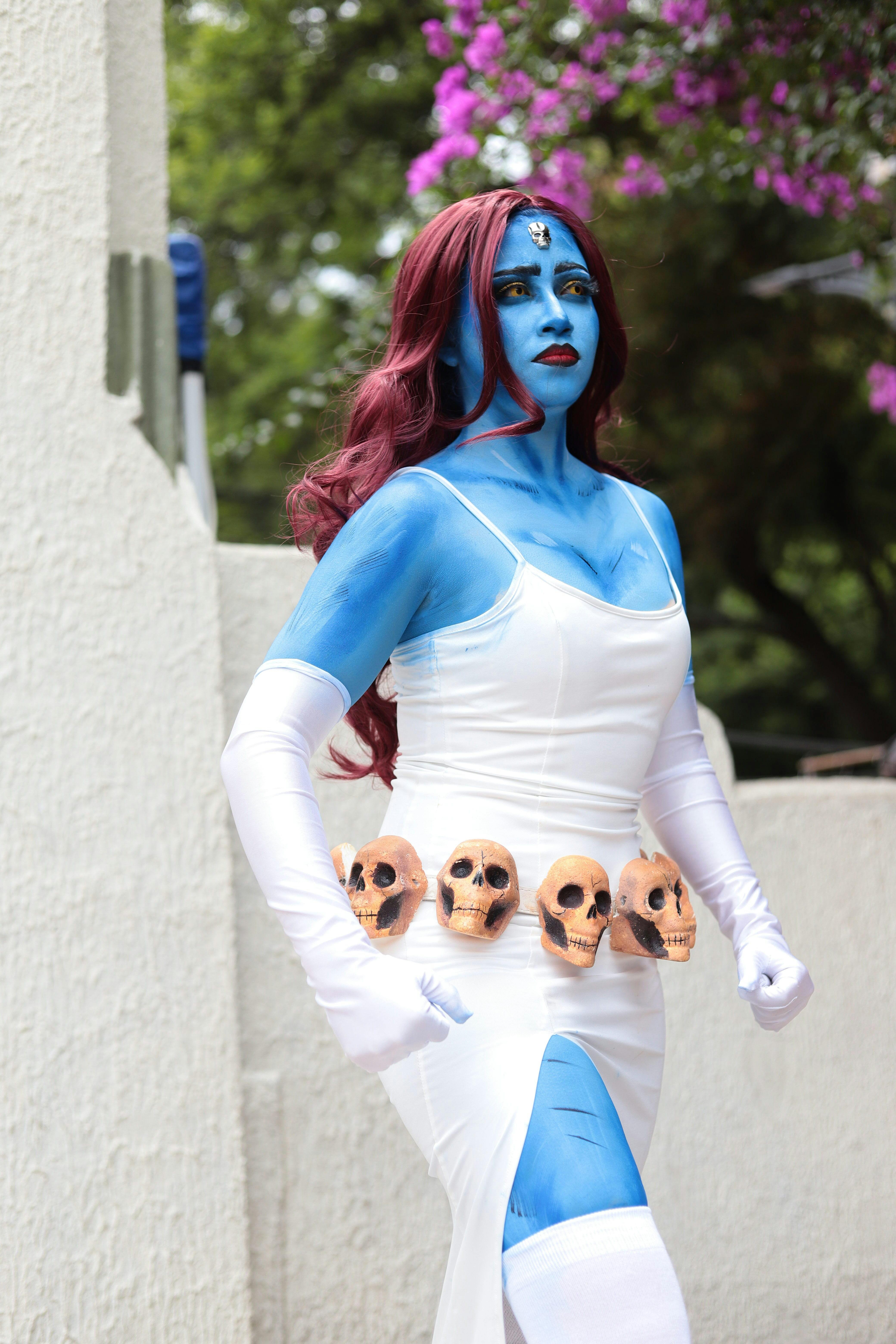 Colorful Cosplay Costume with Blue Body Paint · Free Stock Photo