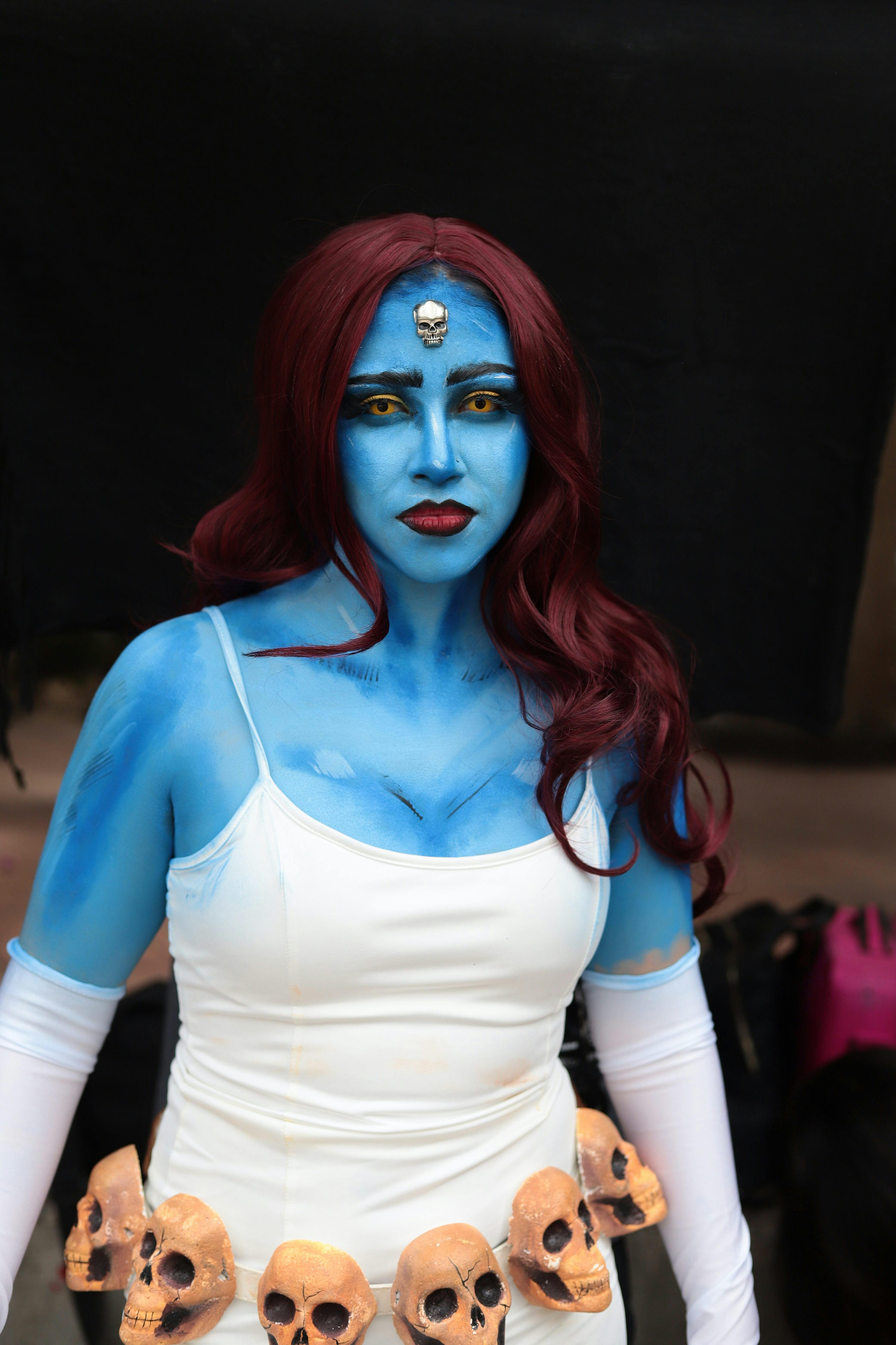 Creative Blue-Skinned Cosplay Character Portrait · Free Stock Photo