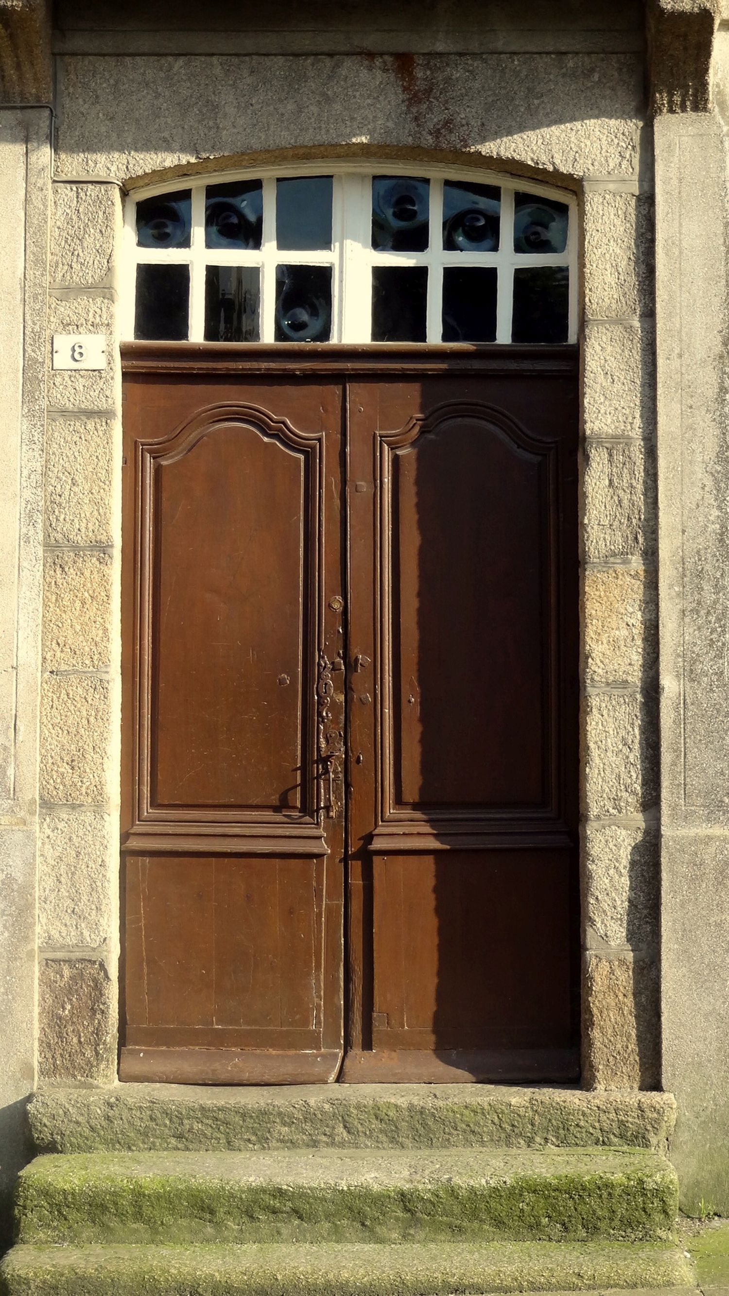 Vintage Wooden Door with Arched Top Window · Free Stock Photo