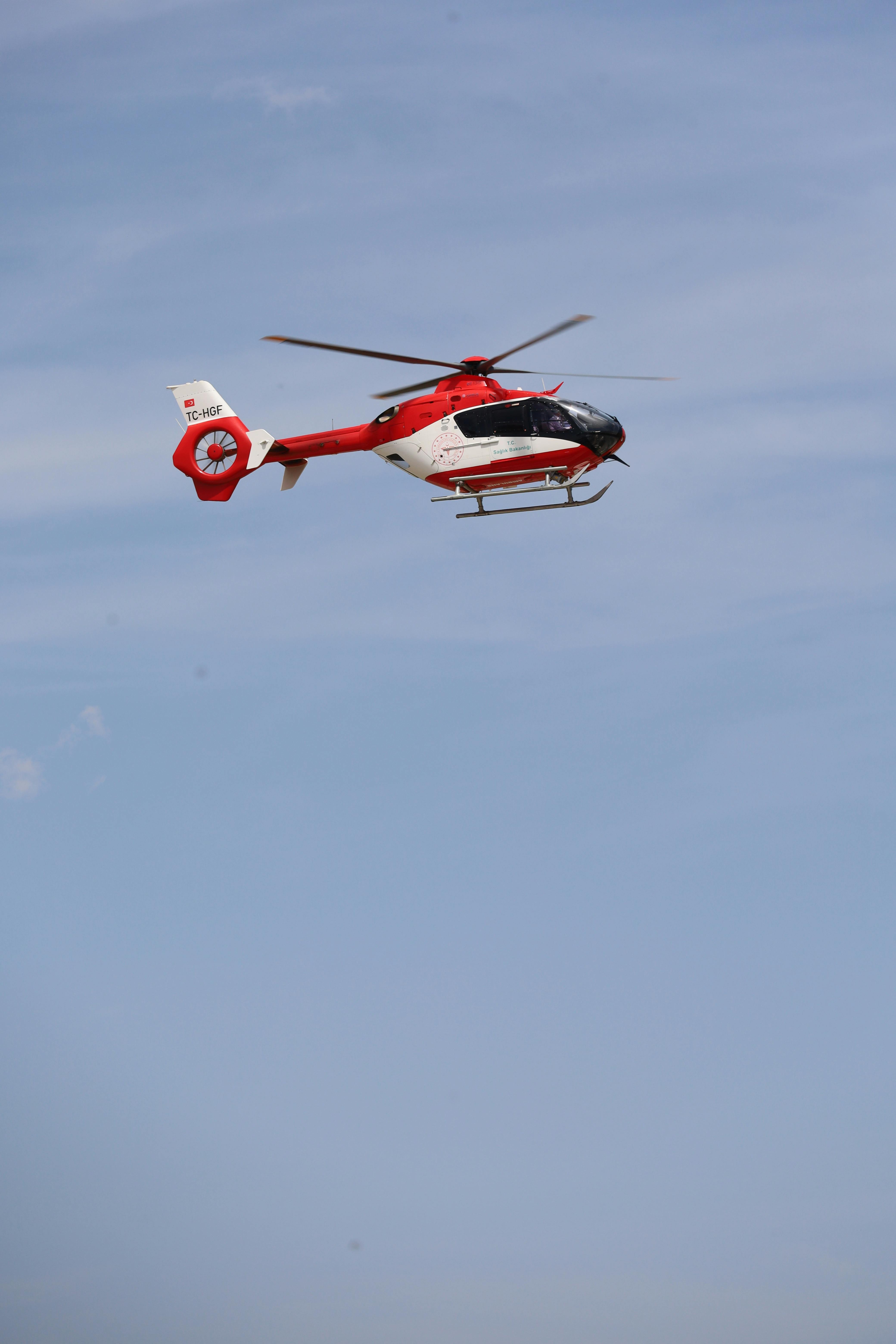 Flying Red and White Helicopter · Free Stock Photo