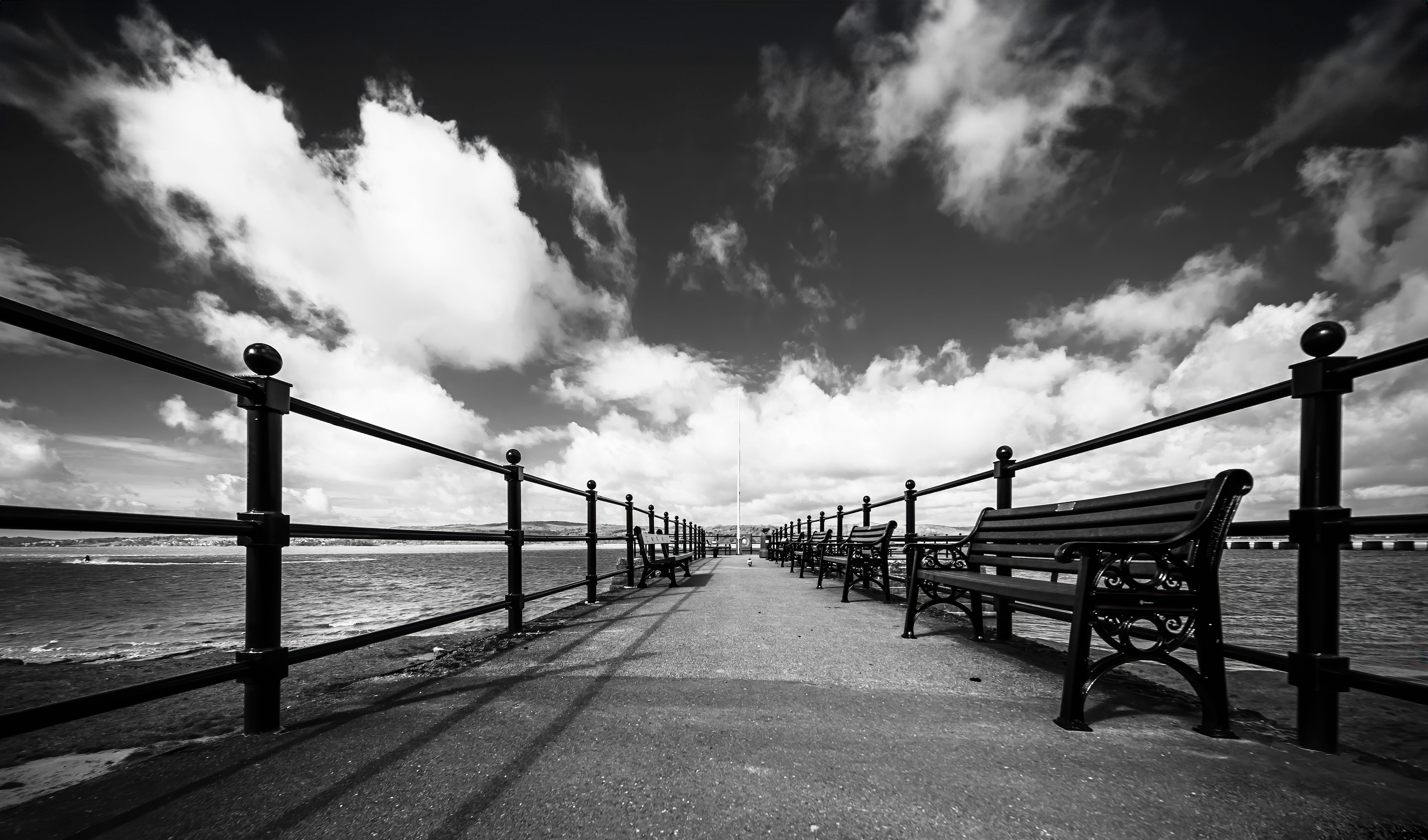 Dramatic Black and White Arnside Promenade Scene · Free Stock Photo