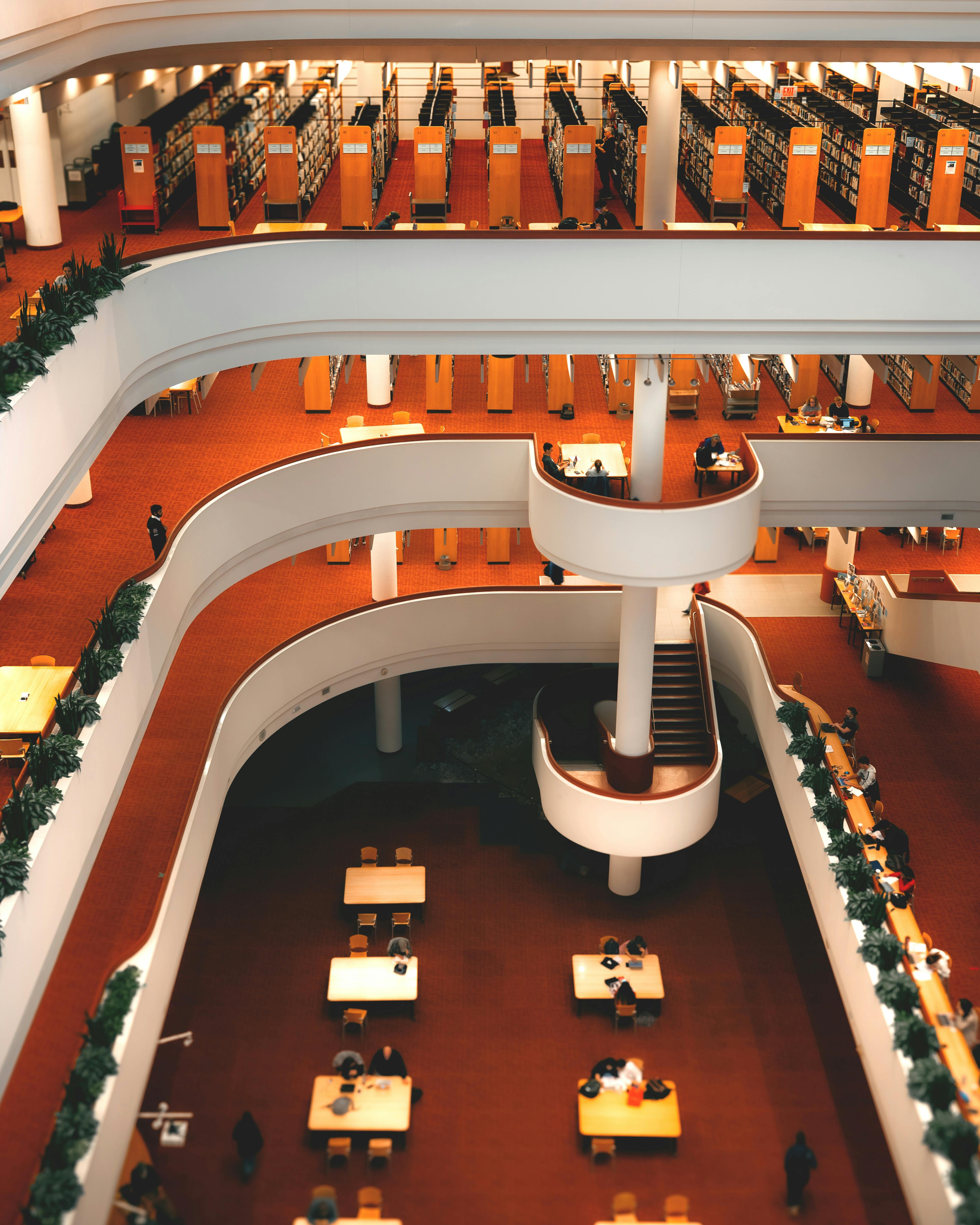 Toronto Central Library Interior with Spiral Stairs · Free Stock Photo