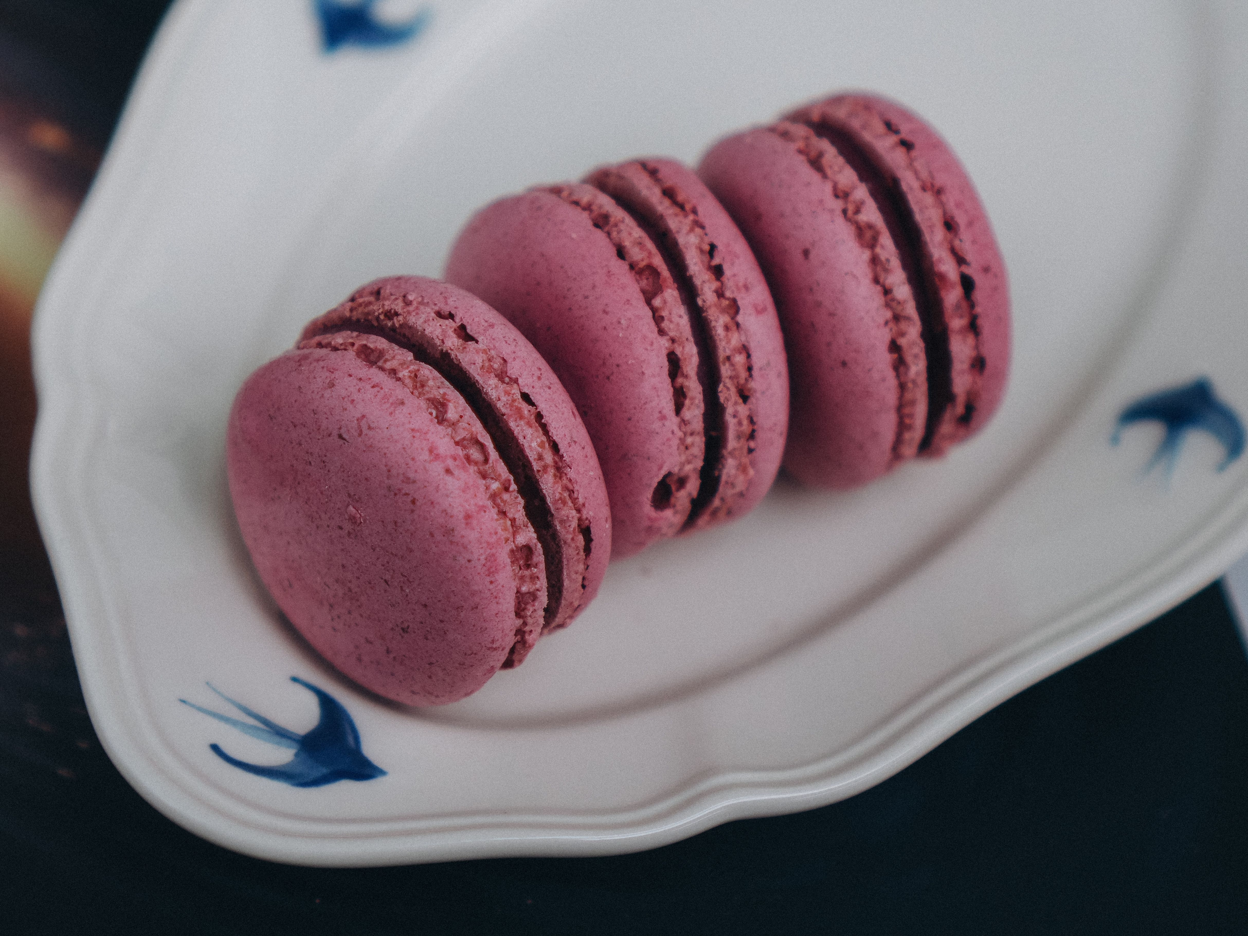 Elegant Display of Pink Macarons on Decorative Plate · Free Stock Photo