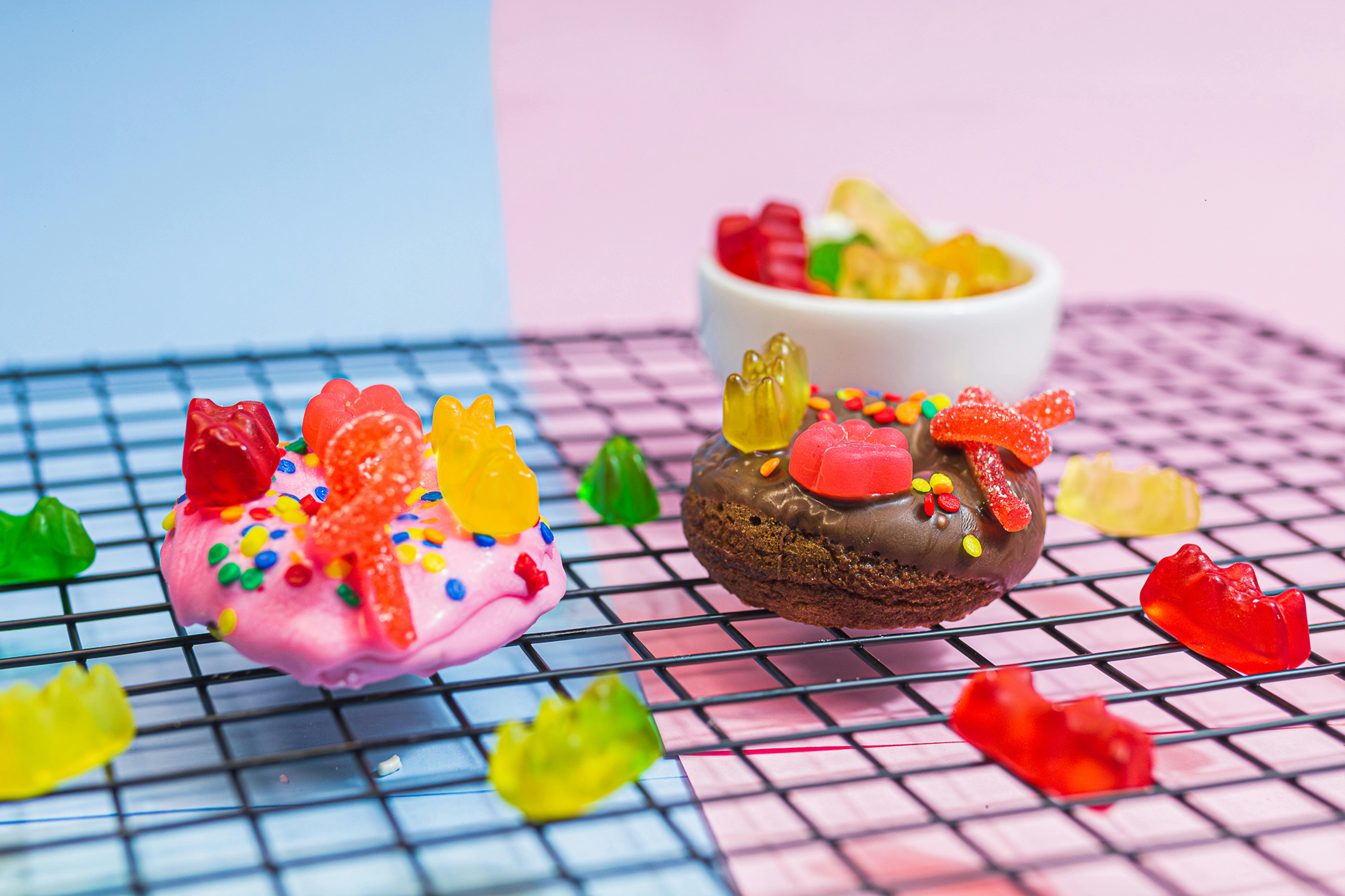 Colorful Donuts with Gummy Bear Toppings · Free Stock Photo