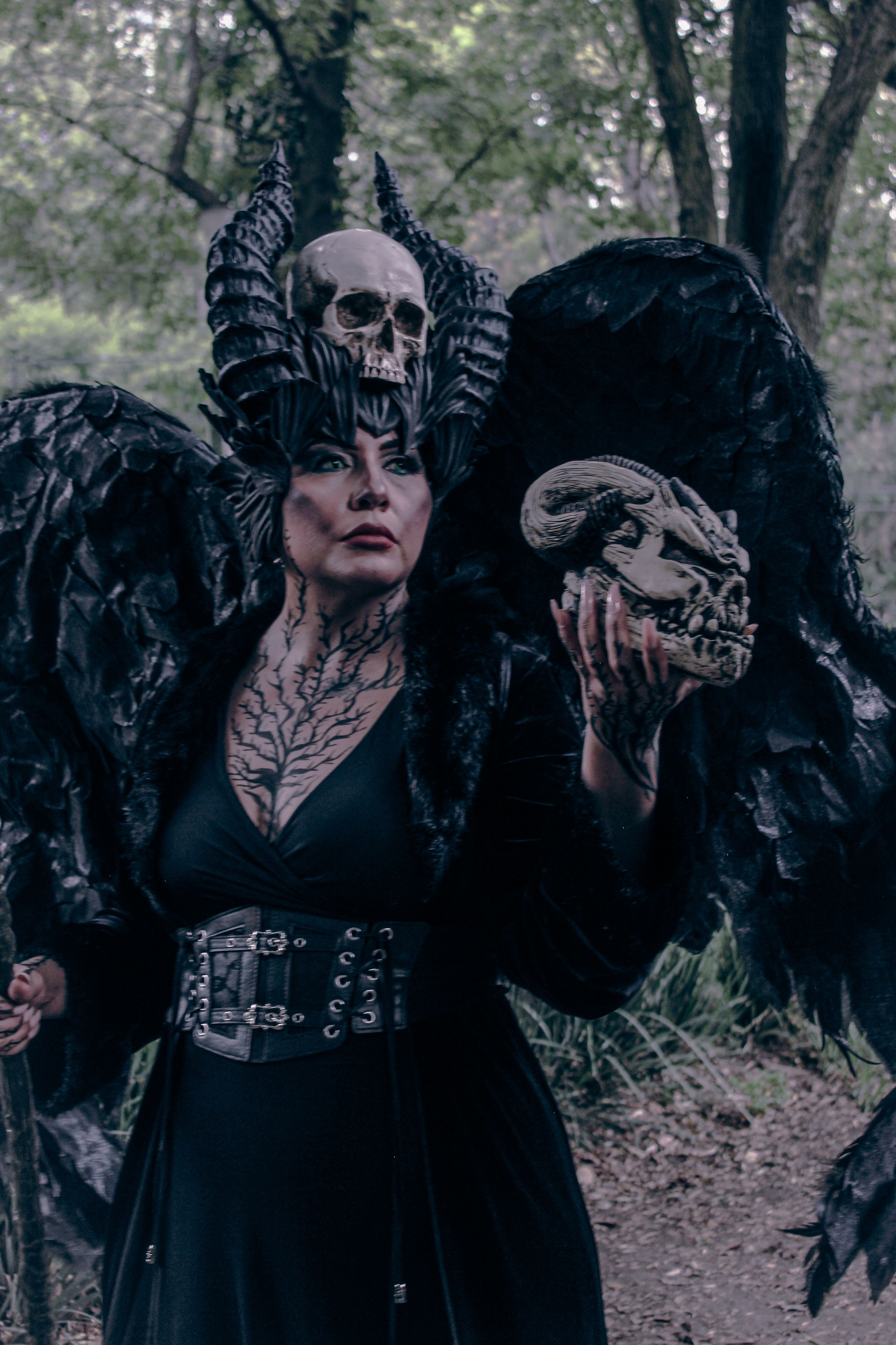 Mystical Gothic Portrait in Forest Setting · Free Stock Photo