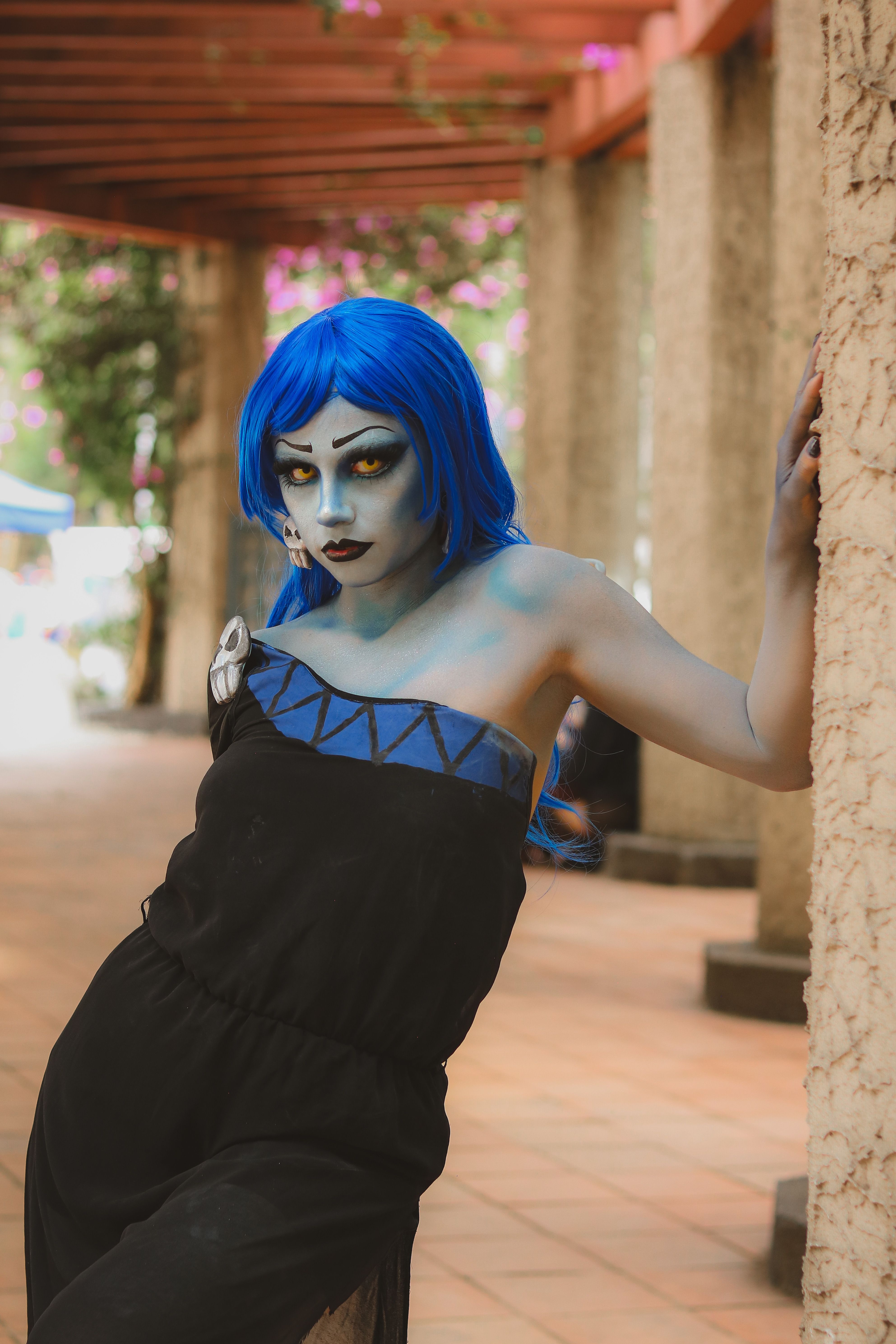Vibrant Blue-Wigged Cosplay Portrait Outdoors · Free Stock Photo