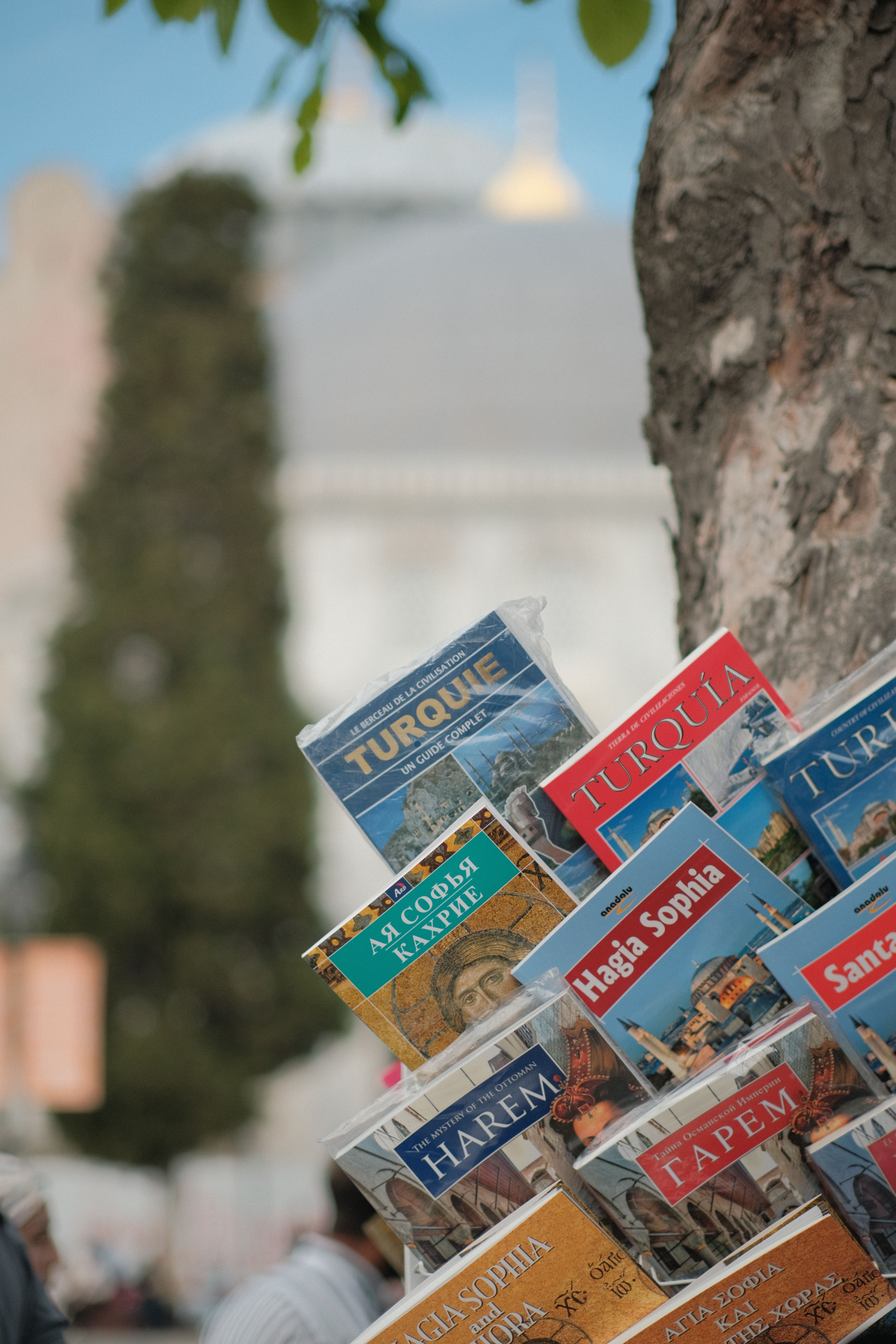 Guidebooks Displayed in Front of Hagia Sophia · Free Stock Photo