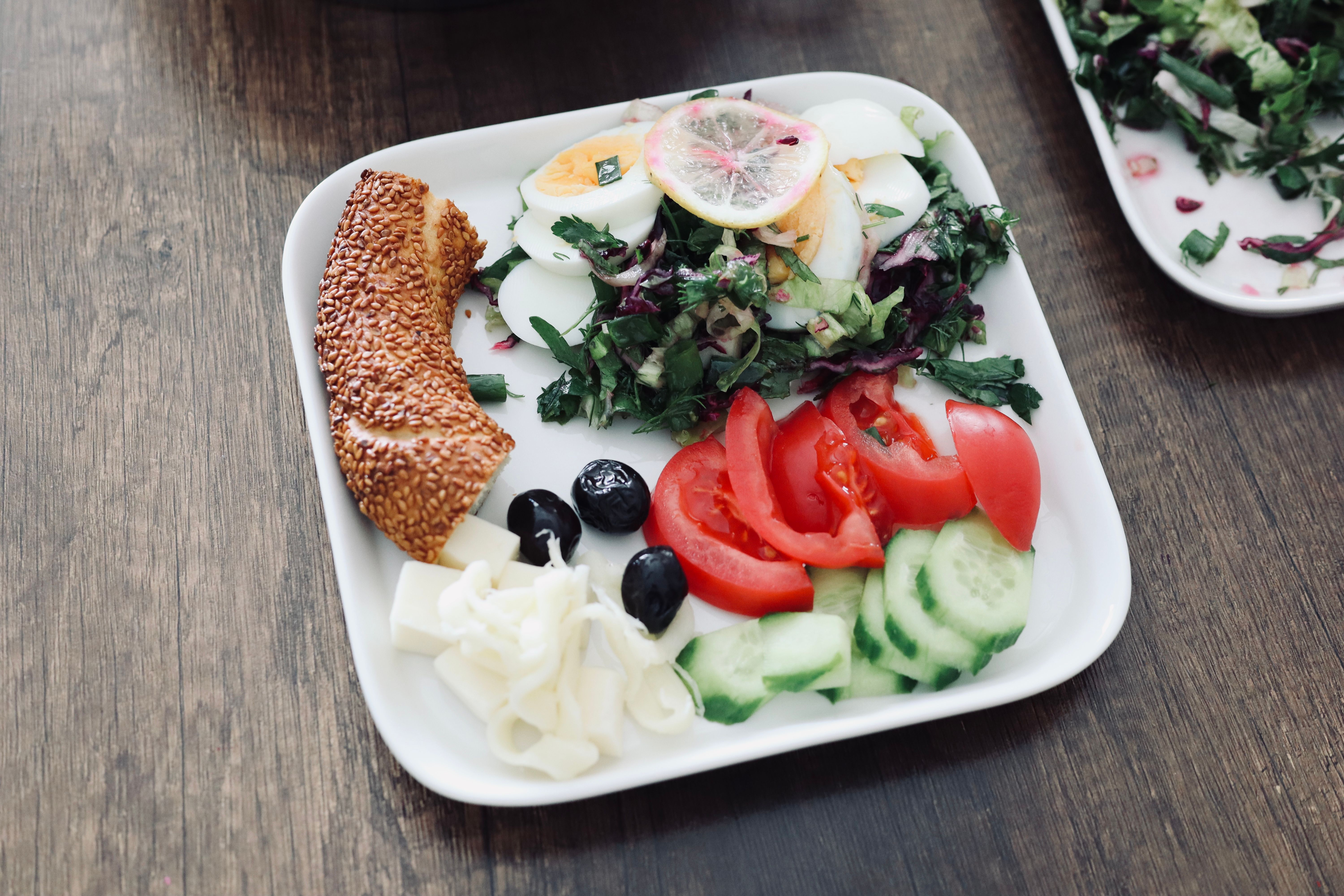 Healthy Mediterranean Breakfast Plate with Vegetables · Free Stock Photo
