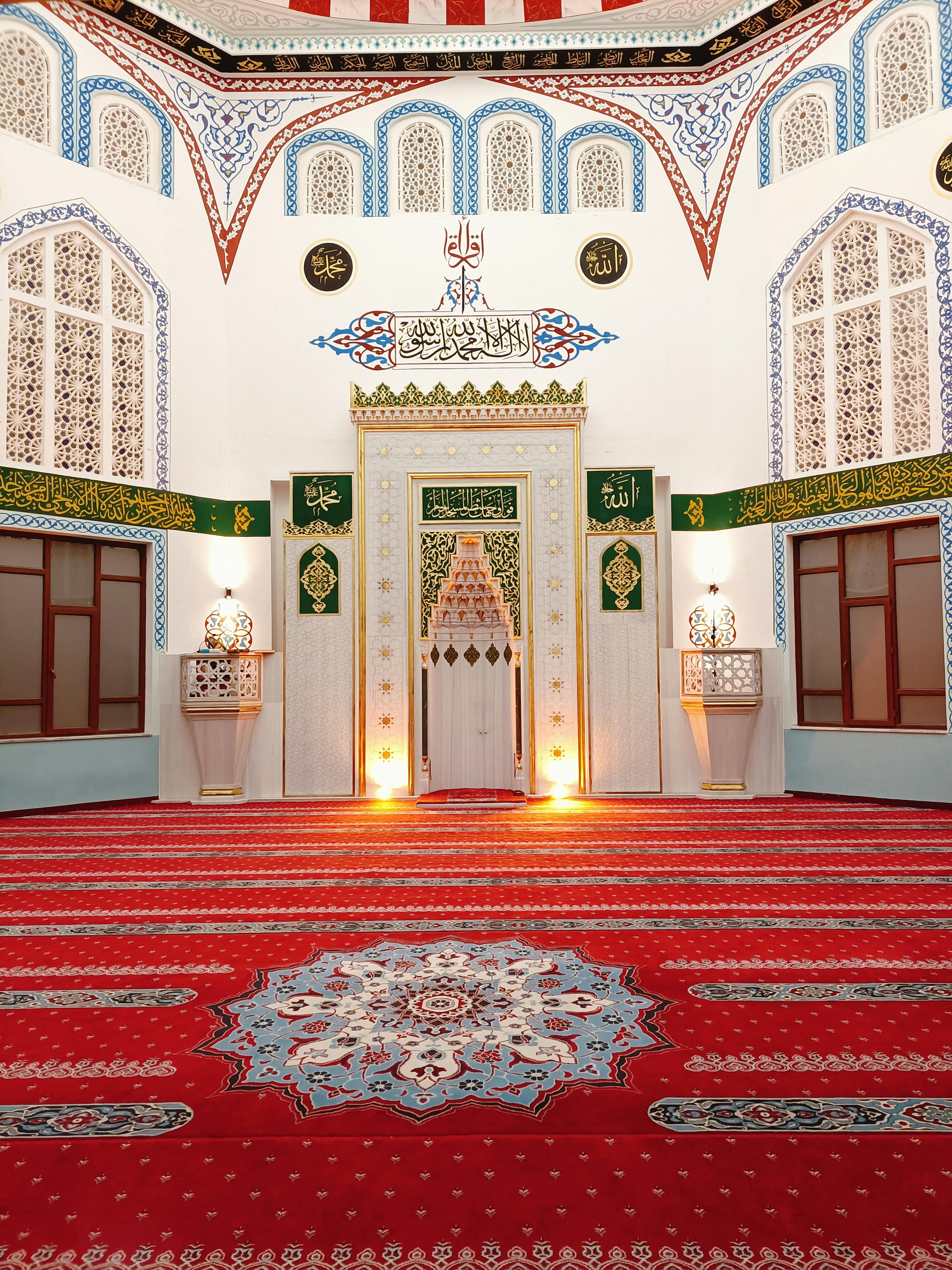 Ornate Mosque Interior with Decorative Details · Free Stock Photo