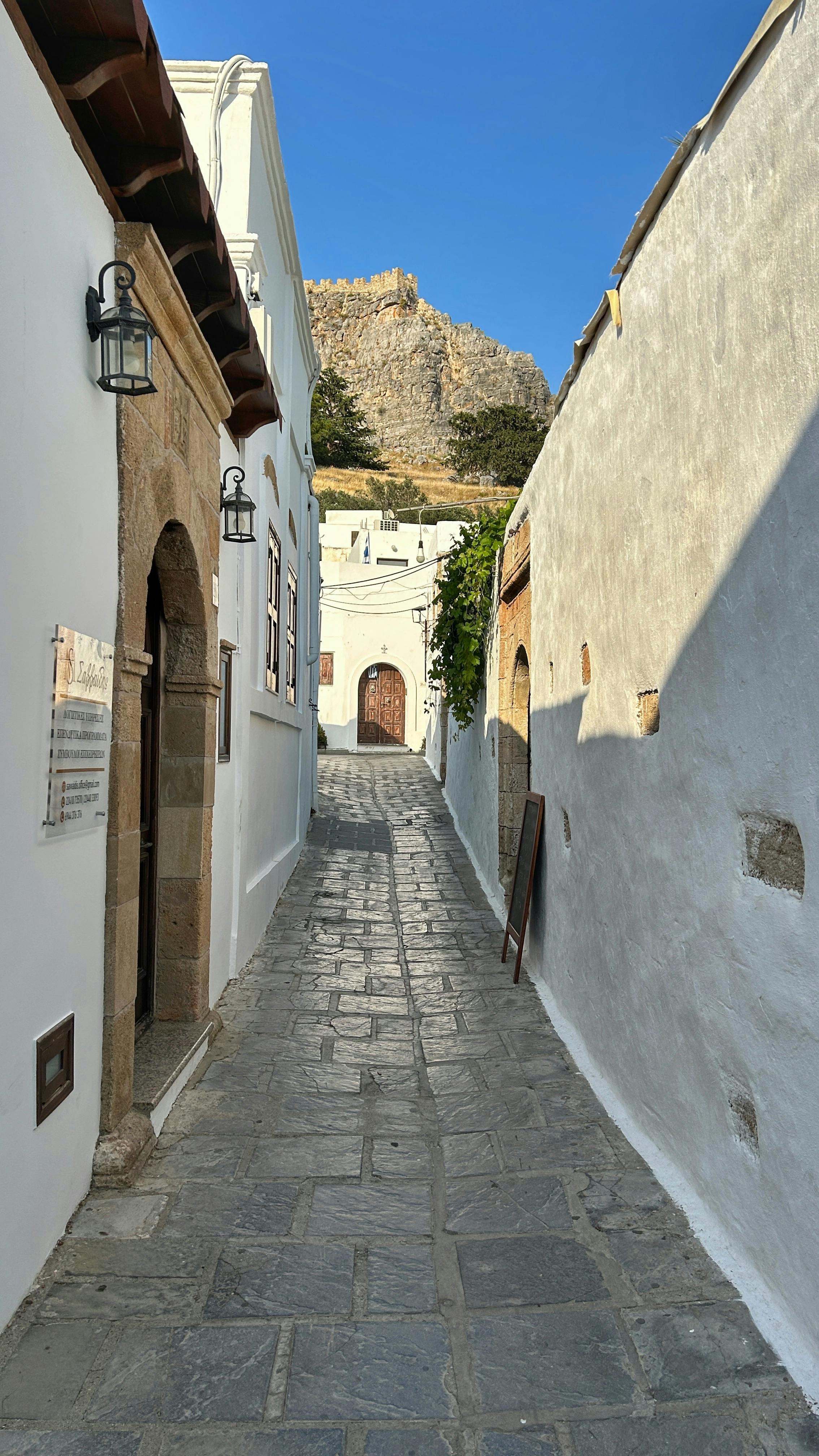 Charming Street View of Lindos in Greece · Free Stock Photo