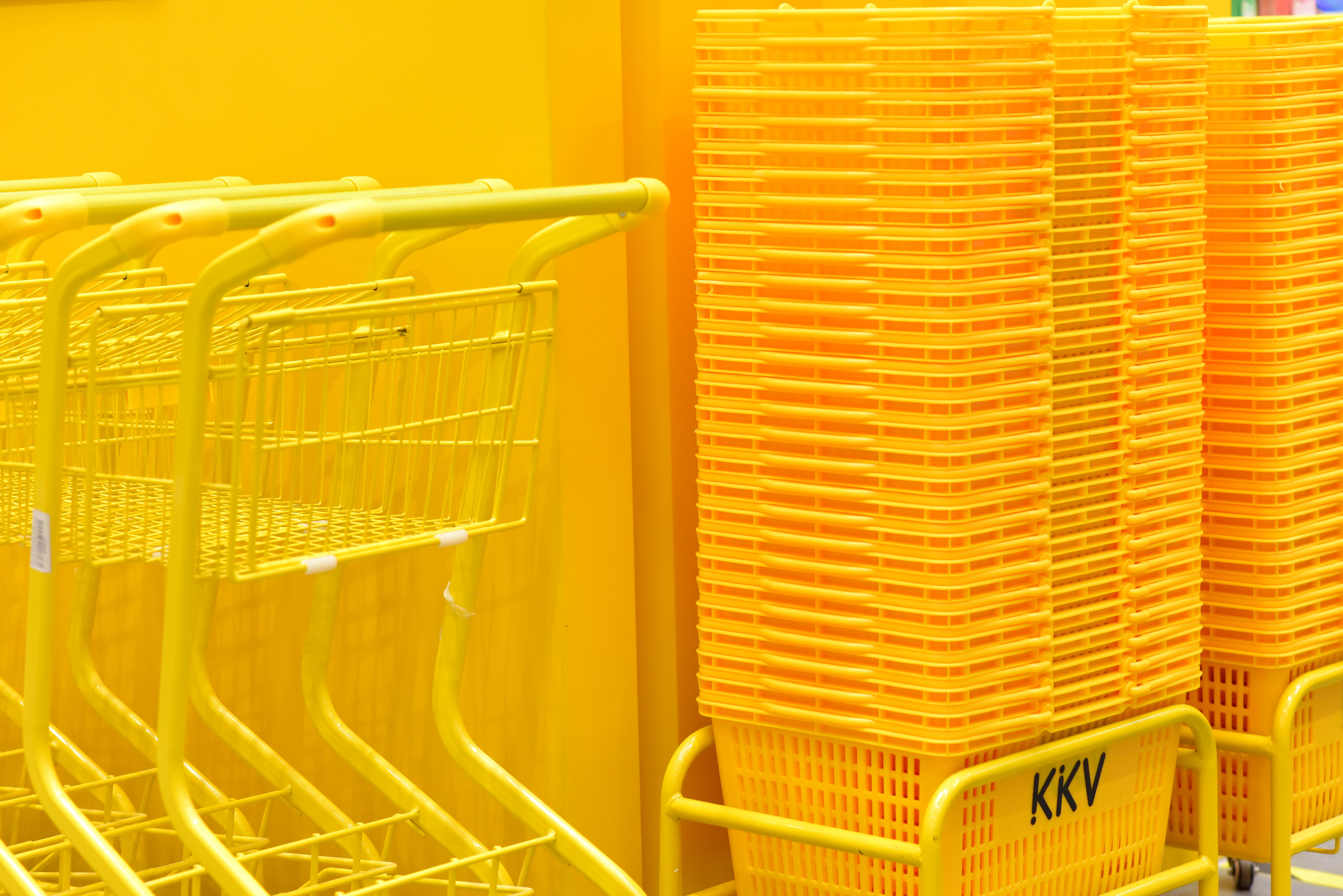 Bright Yellow Shopping Carts and Baskets · Free Stock Photo