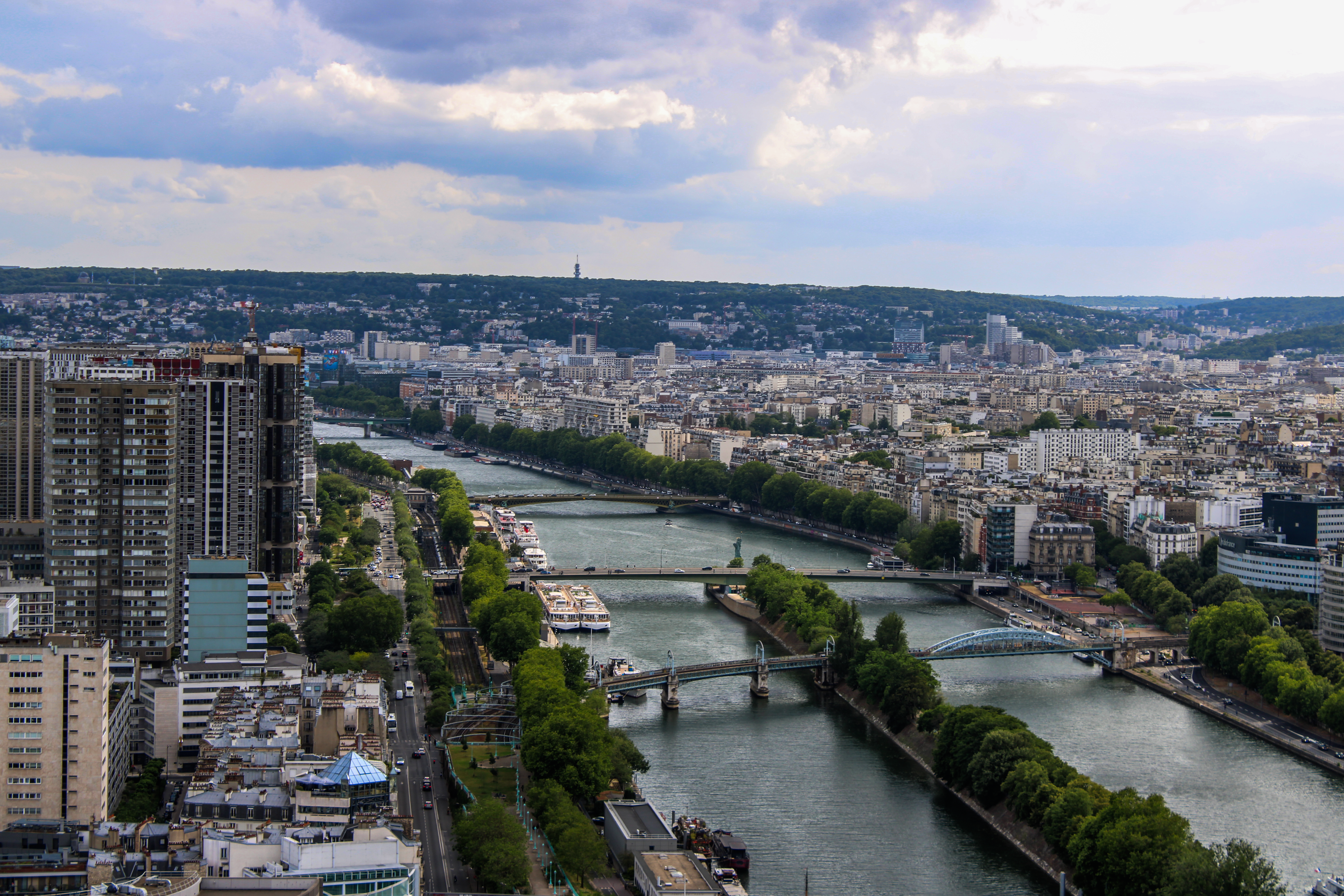 Aerial View of Paris with Seine River and Bridges · Free Stock Photo