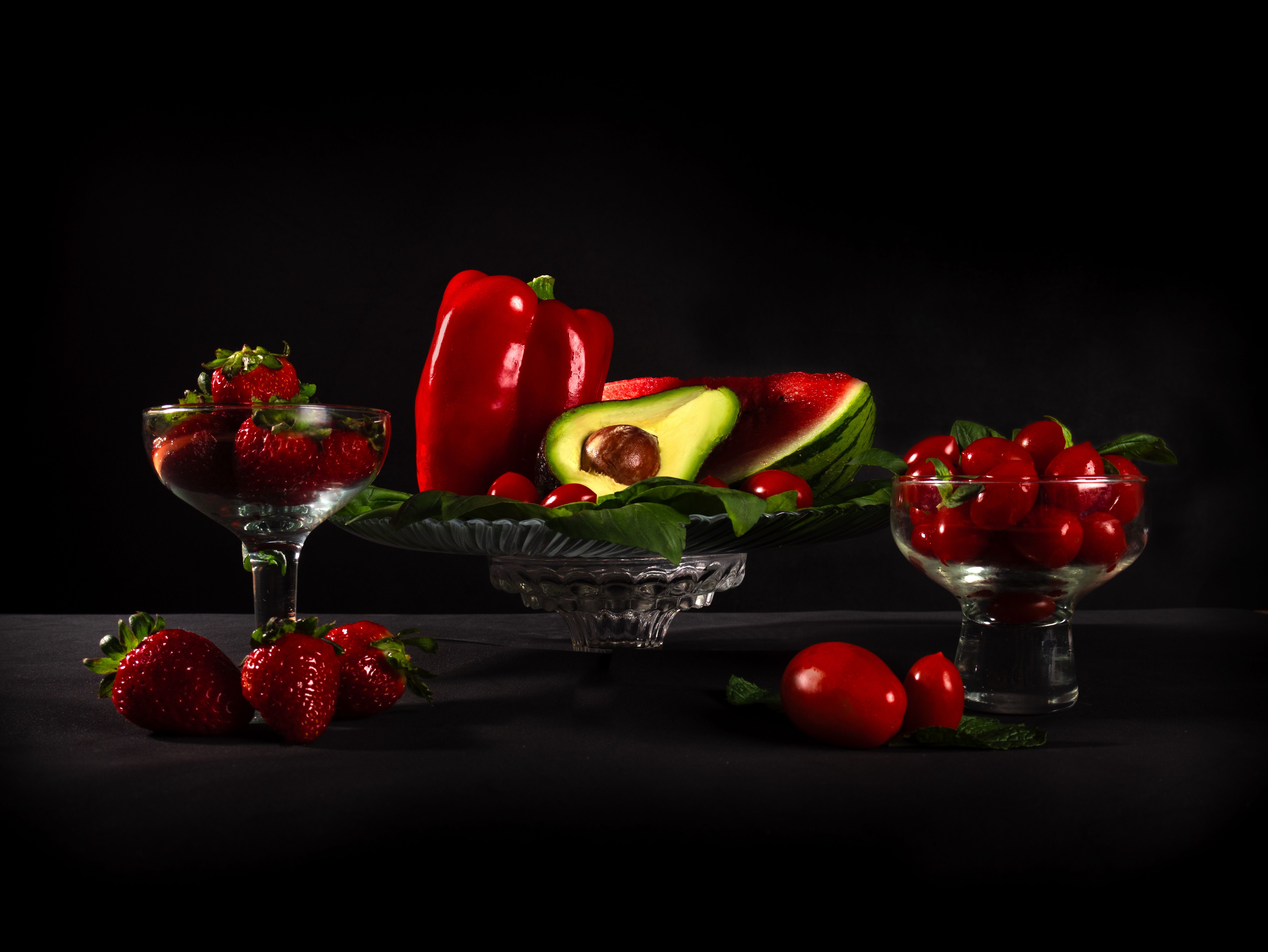 Vibrant Still Life of Fresh Fruits and Vegetables · Free Stock Photo