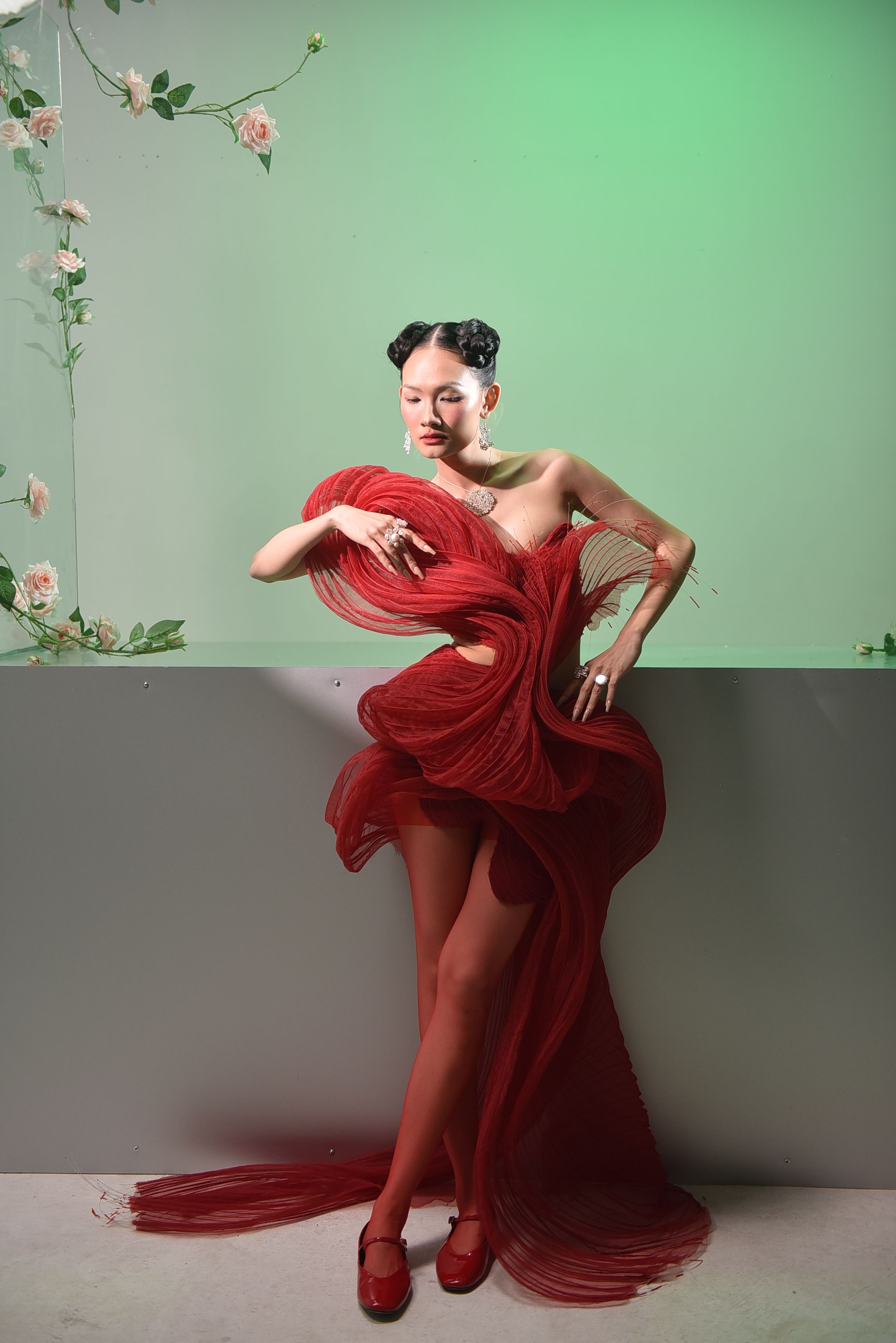 Elegant Fashion Portrait with Red Dress · Free Stock Photo