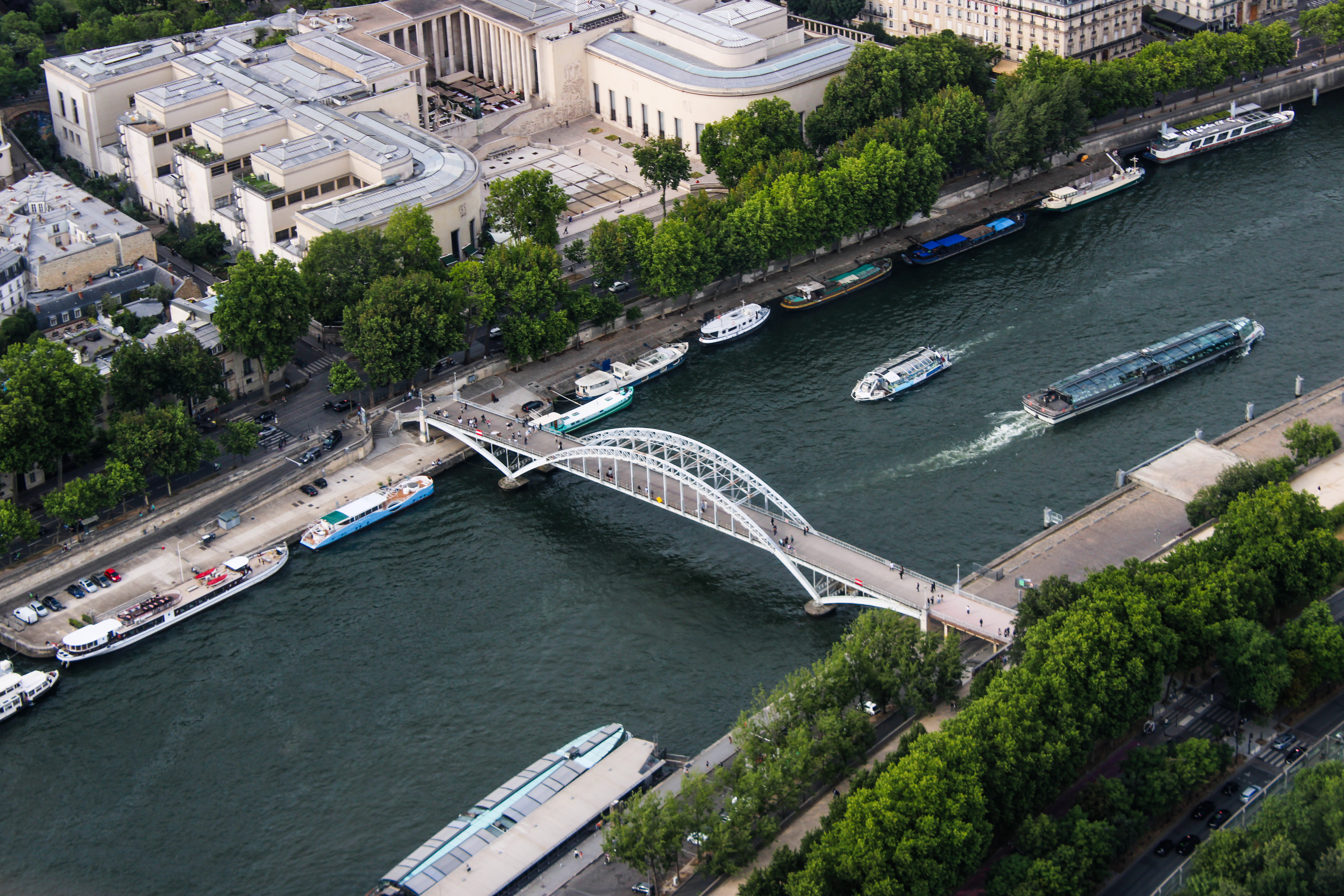 Aerial View of the Seine River and Bridge in Paris · Free Stock Photo