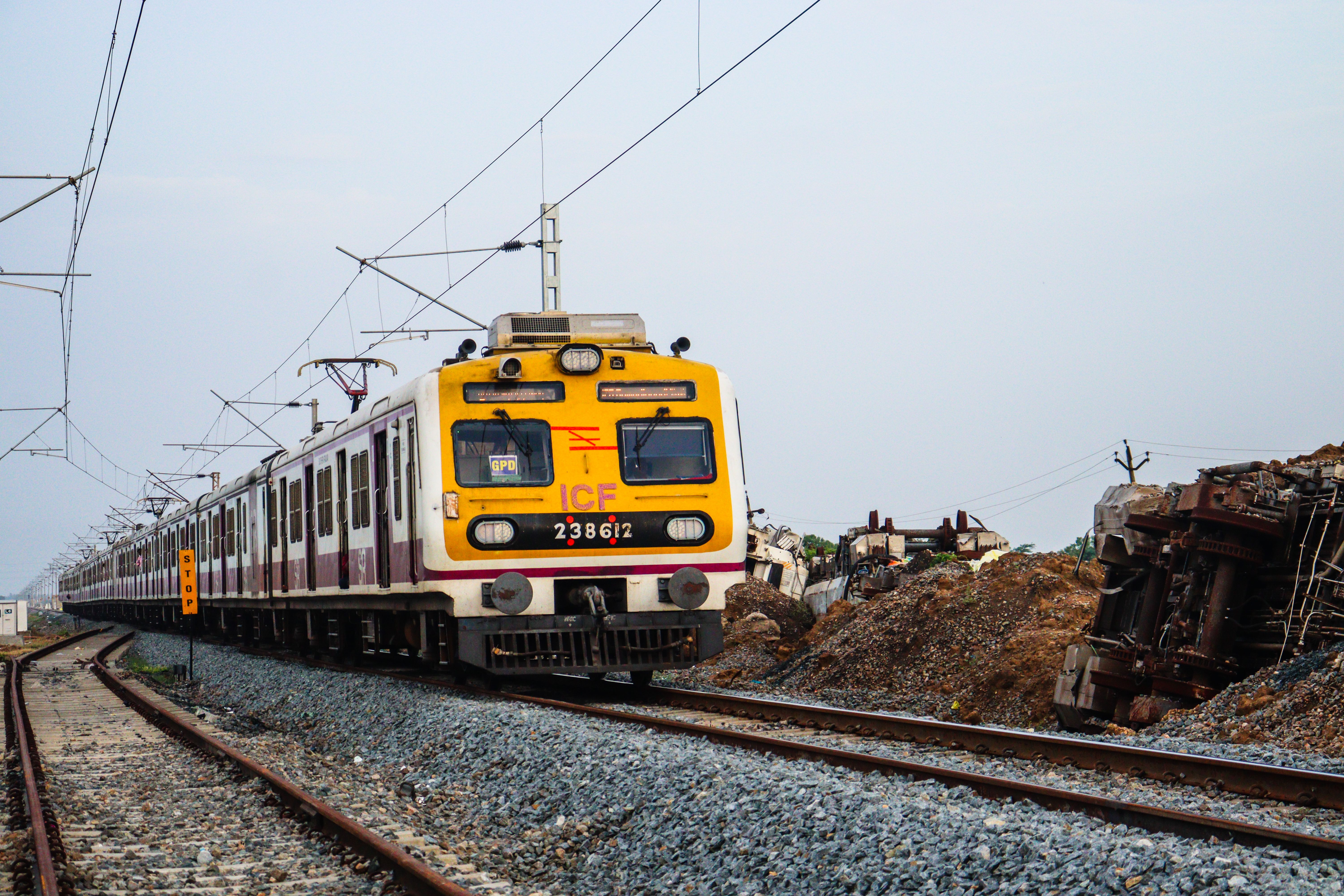 Front View of a Local Commuter Train on Tracks · Free Stock Photo