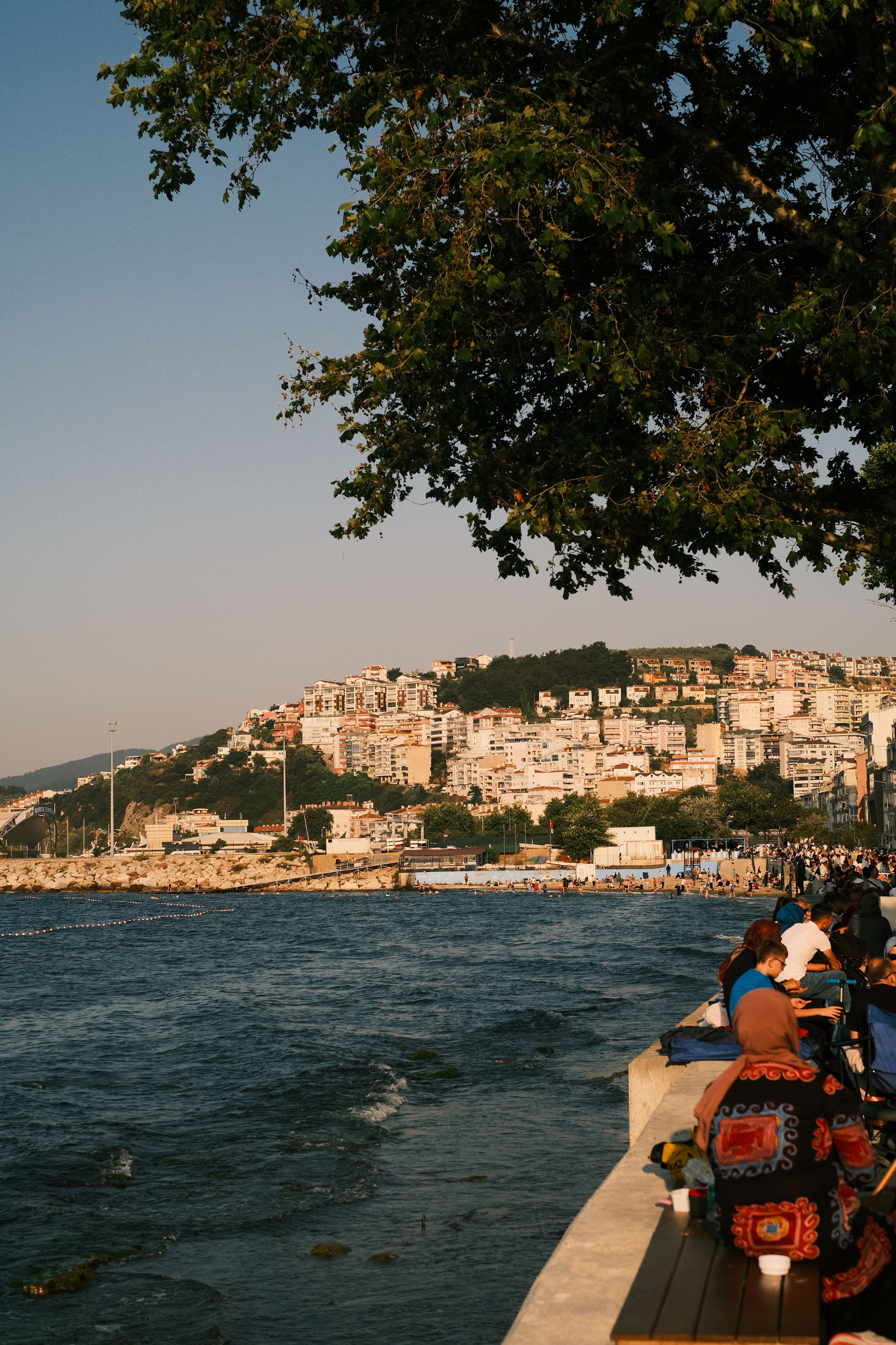 Sunny Day at Seaside Promenade with Hillside View · Free Stock Photo