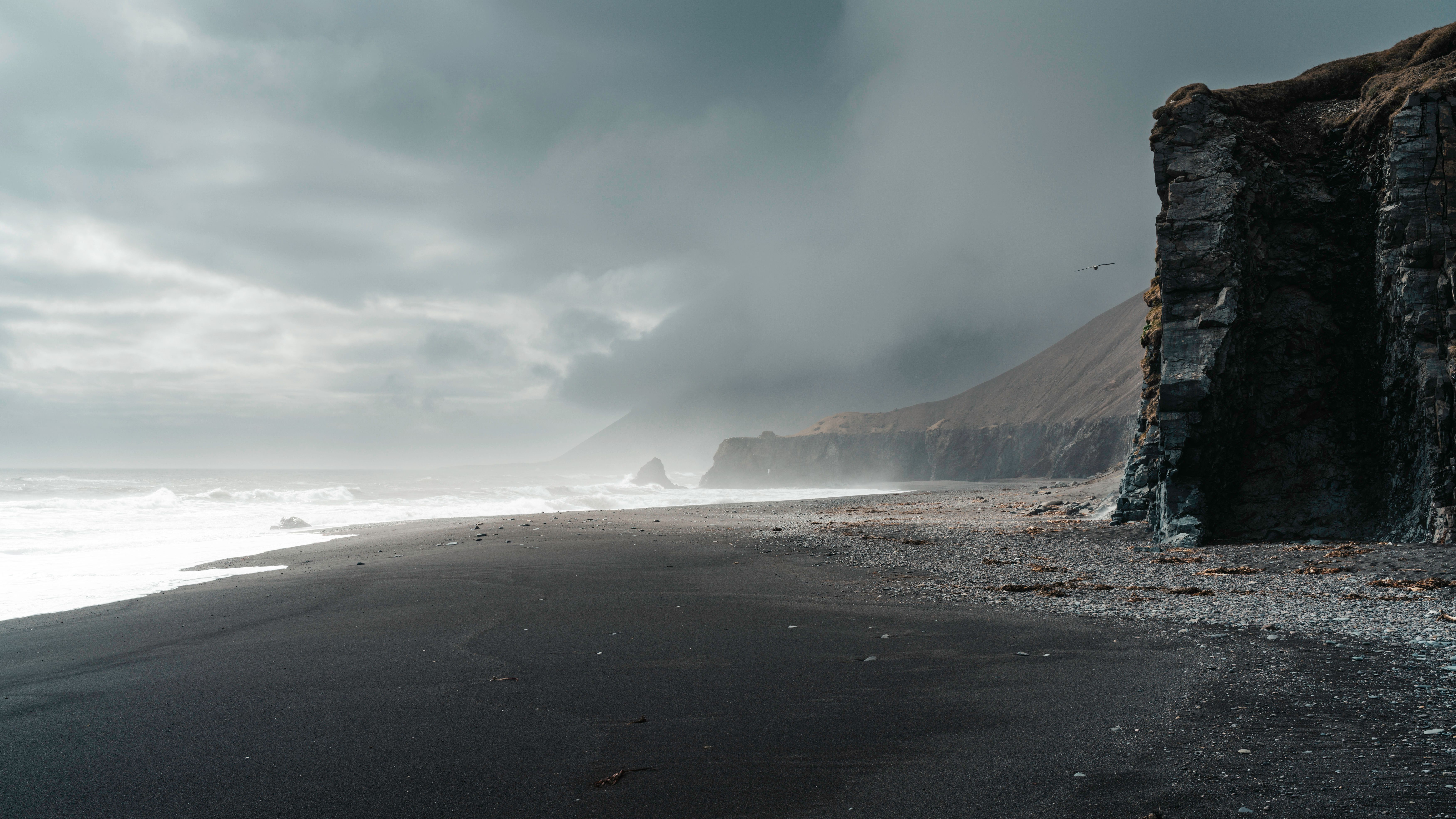Dramatic Icelandic Black Sand Beach and Cliff · Free Stock Photo
