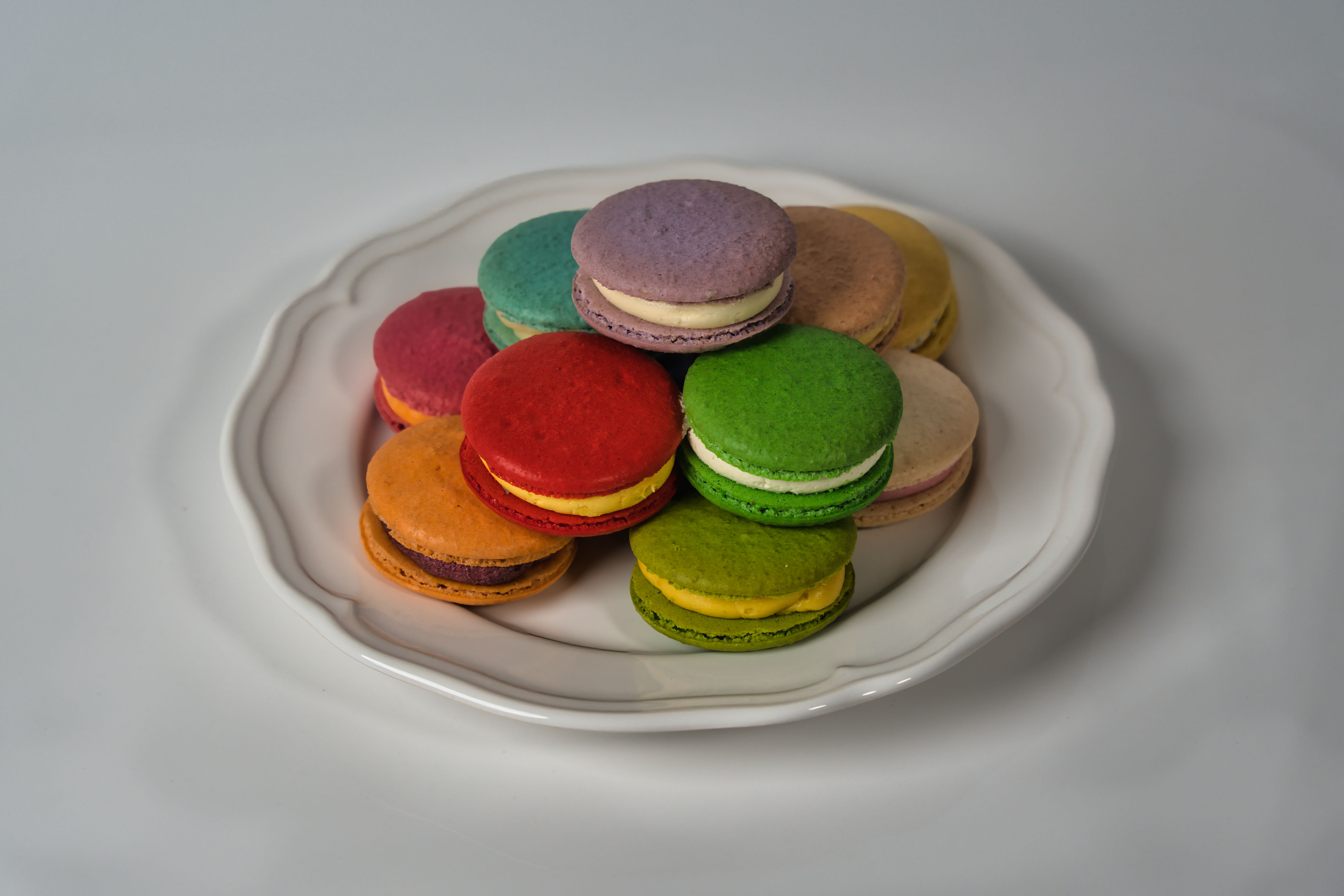 Colorful Plate of Macarons on White Dish · Free Stock Photo