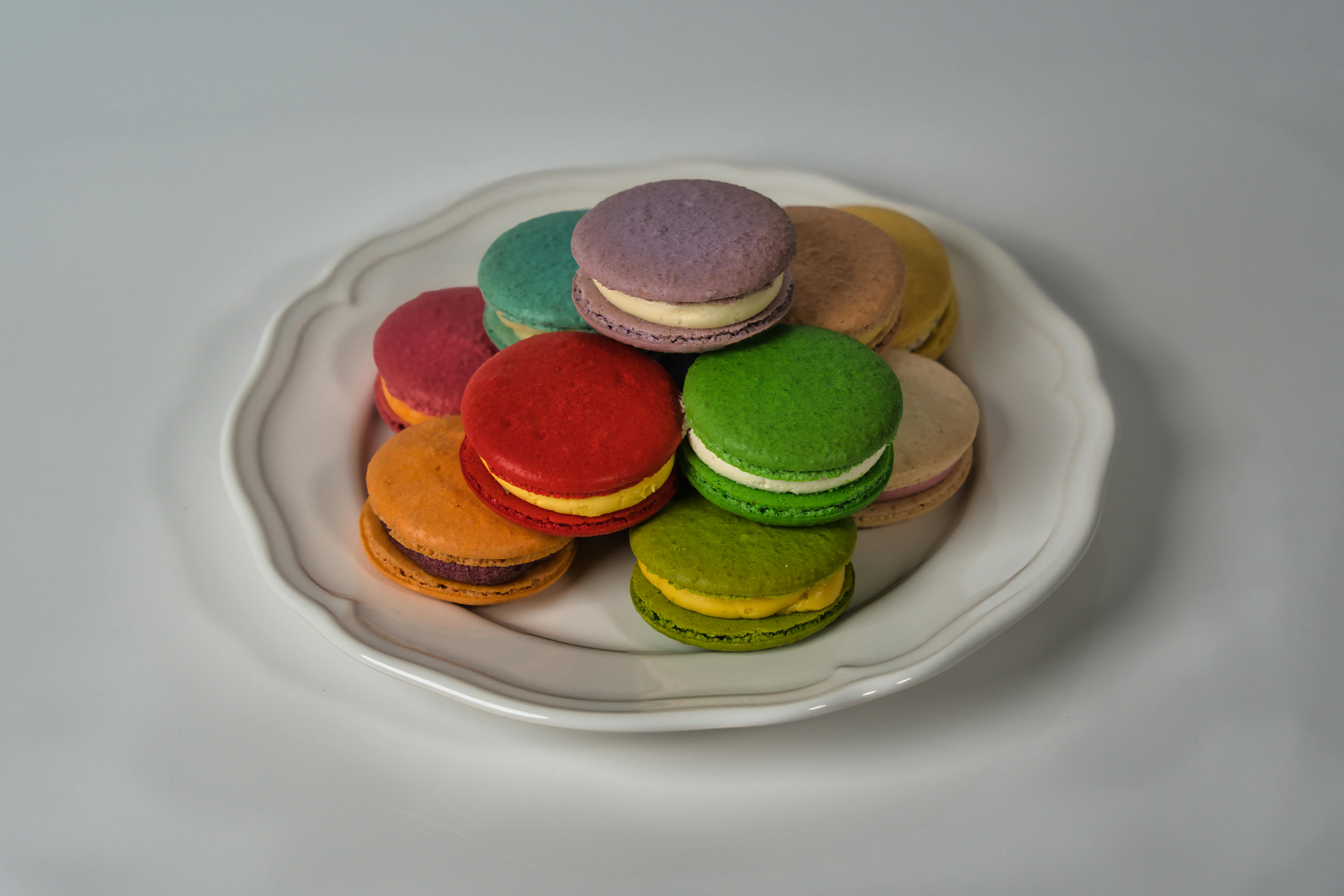 Colorful Plate of Macarons on White Dish · Free Stock Photo